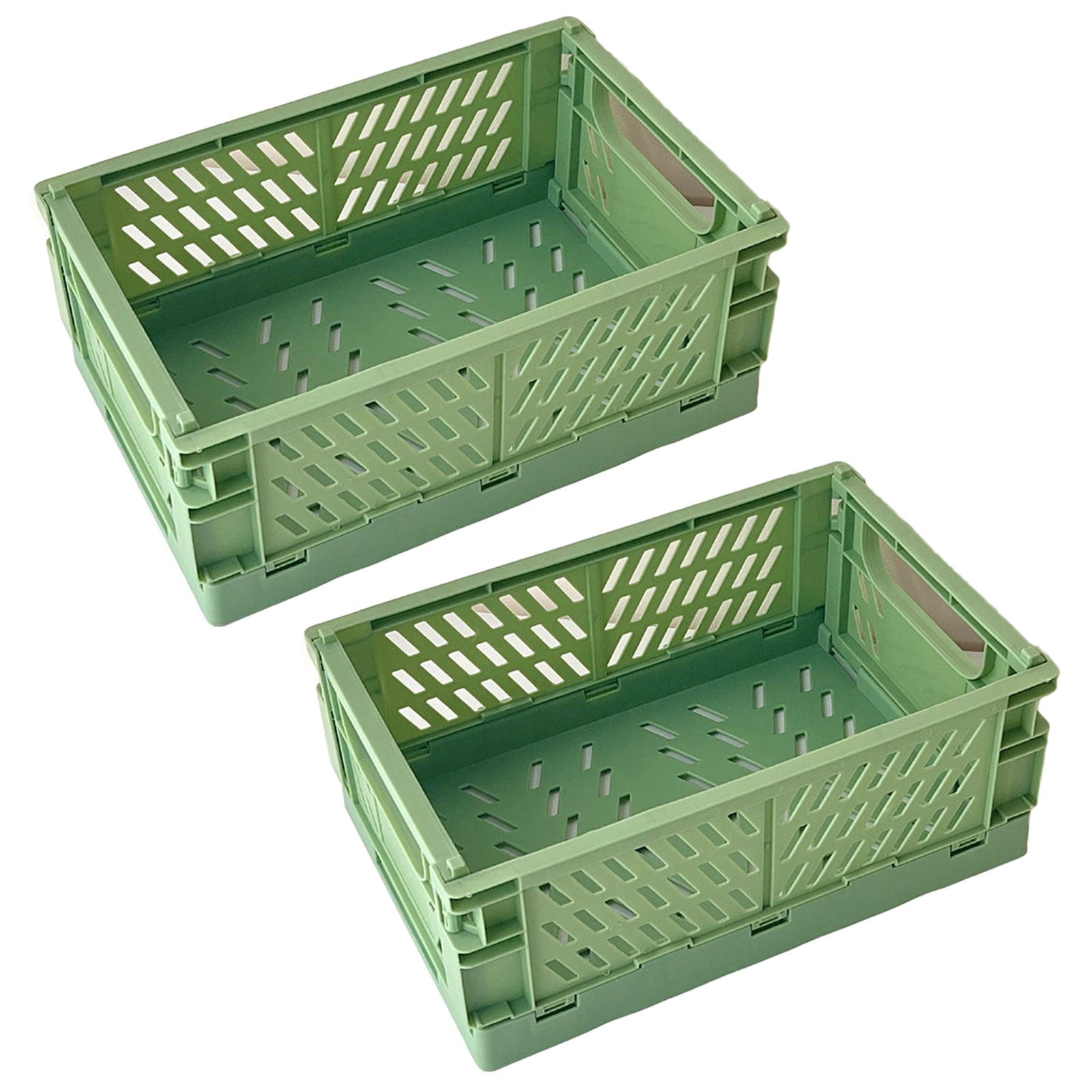 Yoetaun Plastic Baskets Foldable Desk Crates Storage Box Stackable ...
