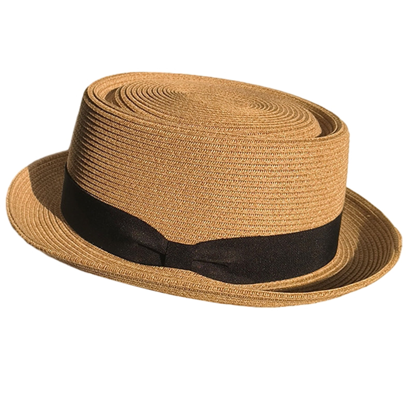 Yoetaun Women Boater Hat Straw Fedora Hat Straw British Style Straw ...