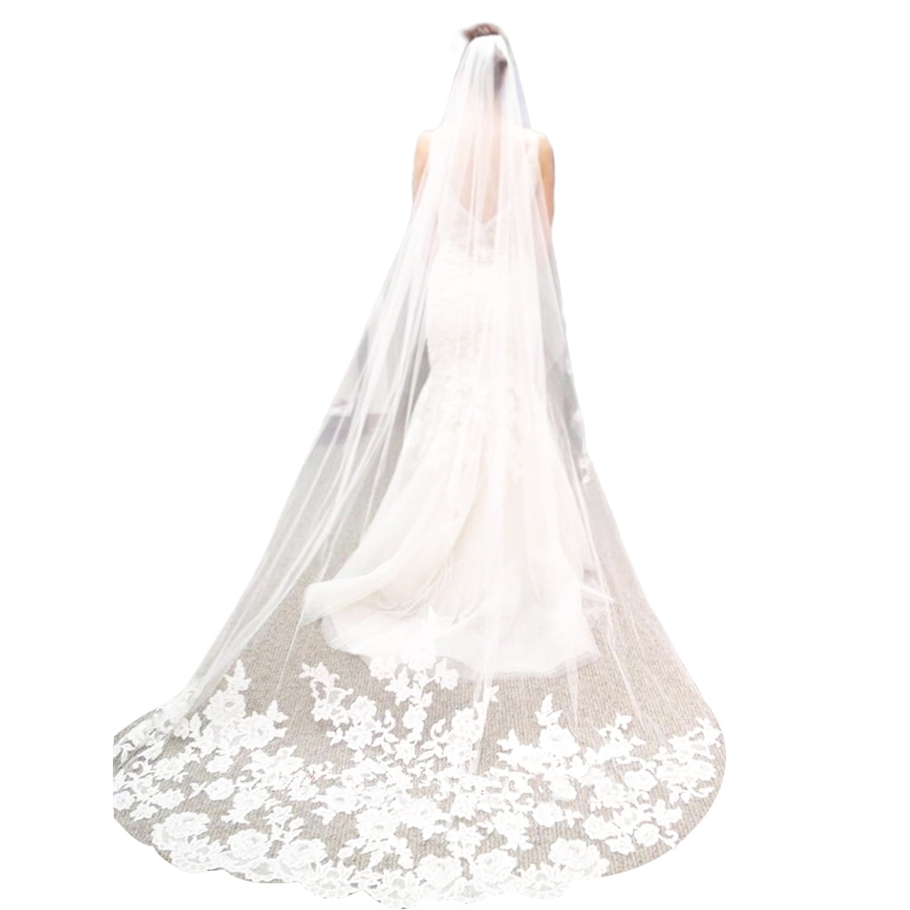 Yoetaun for One-Layer Women Ultra-Long Trailing Wedding Veil ...