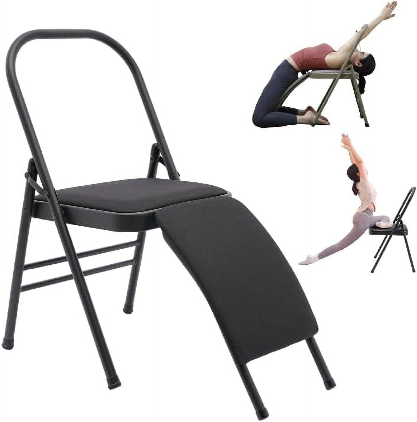 Yoga Auxiliary Chair with Lumbar Back Support, Foldable Balance ...