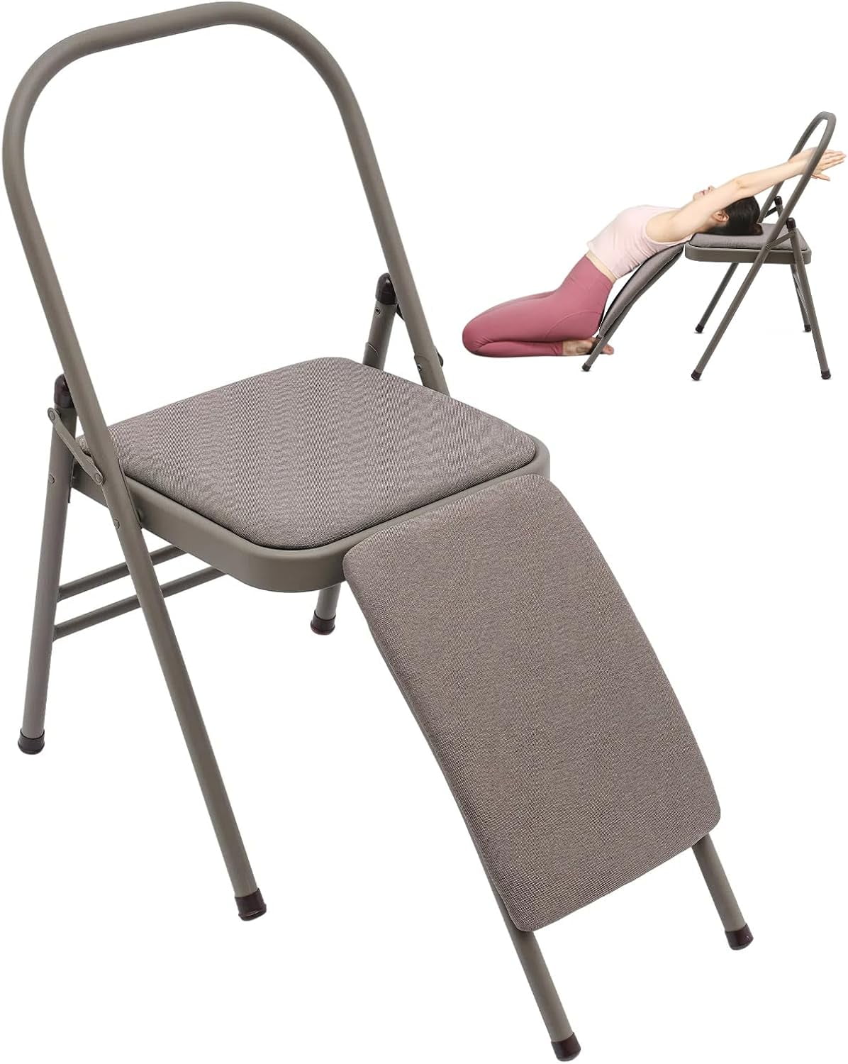 Yoga Auxiliary Chair with Lumbar Back Support, Foldable Balance ...