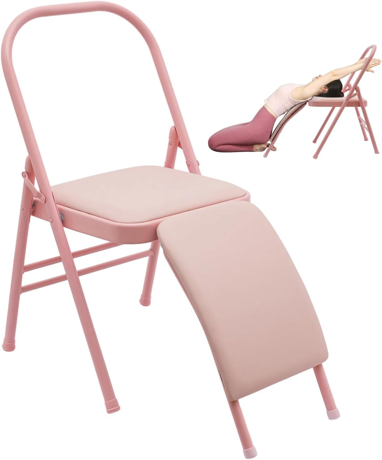 Yoga Auxiliary Chair with Lumbar Back Support, Foldable Balance ...