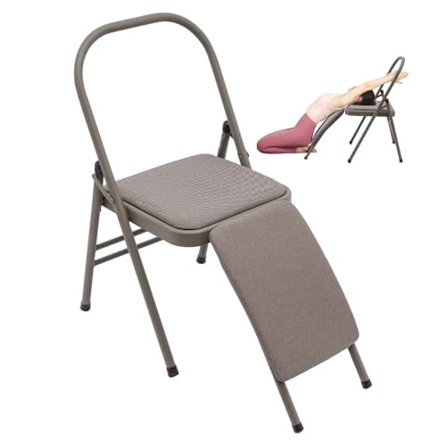 Yoga Auxiliary Chair with Lumbar Back Support, Foldable Balance ...