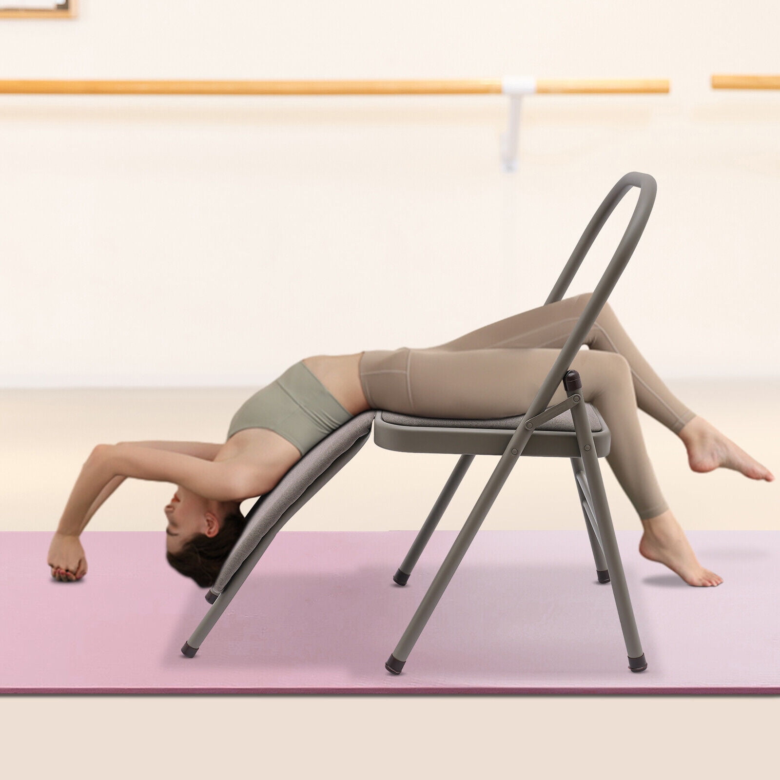 Yoga Auxiliary Chair with Removable Lumbar Support – Foldable Yoga ...