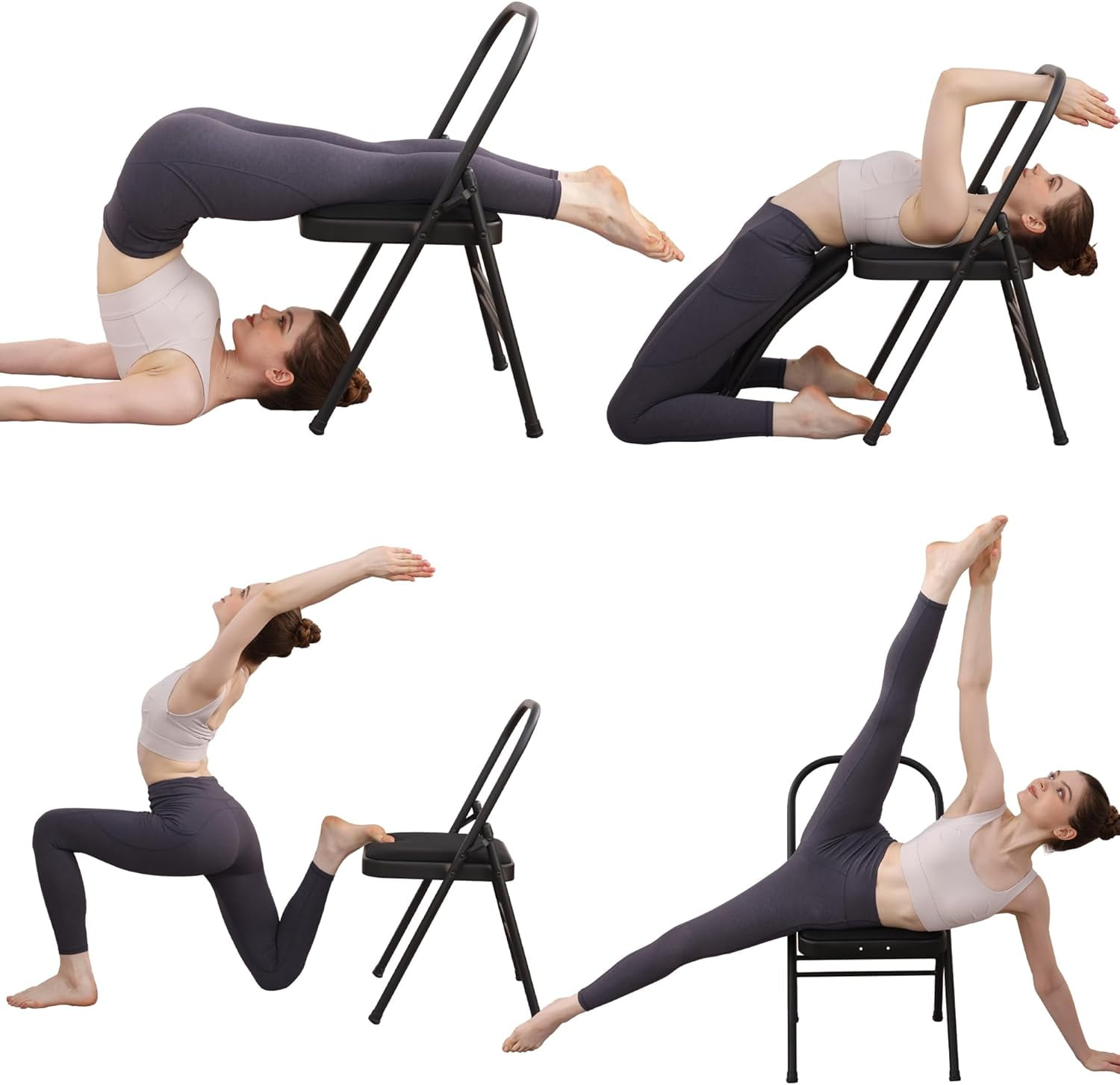 Yoga Auxiliary Chair with Lumbar Back Support for Abs & Core, Balance ...