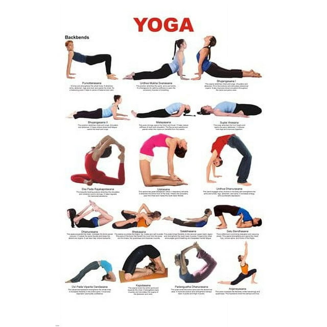 Yoga Backbends Chart Poster 17 Poses Easy To Read How-To 24 X 36 ...