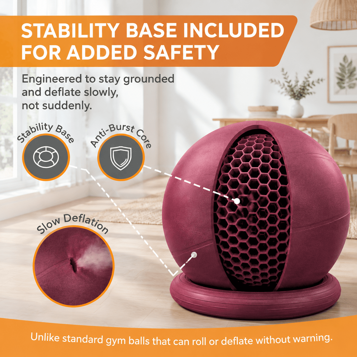 Yoga Ball Chair For Office Desk With Base - Balance & Stability ...