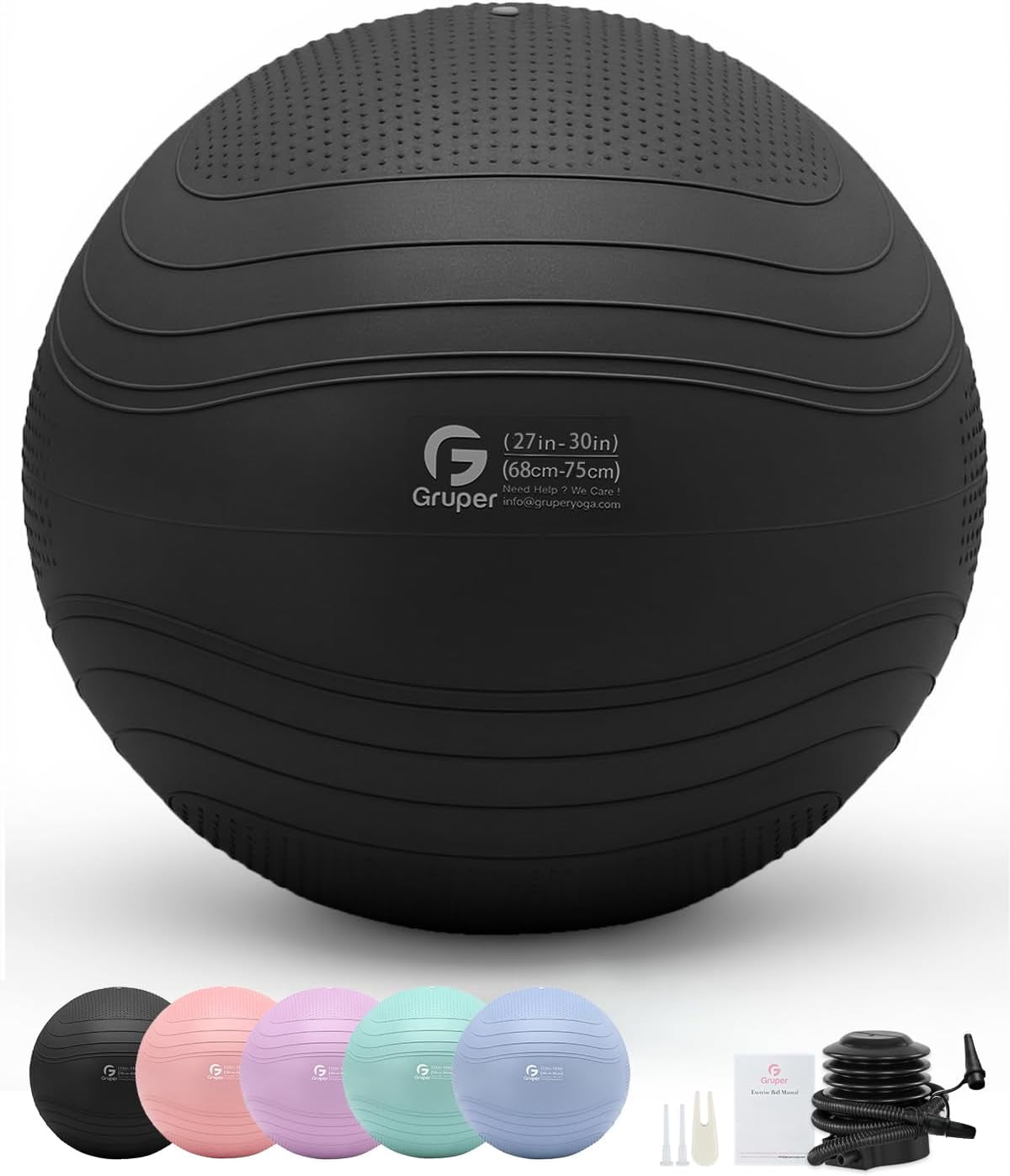 Yoga Ball, Extra Thick Exercise Ball for Workout Stability - 4 Sizes ...