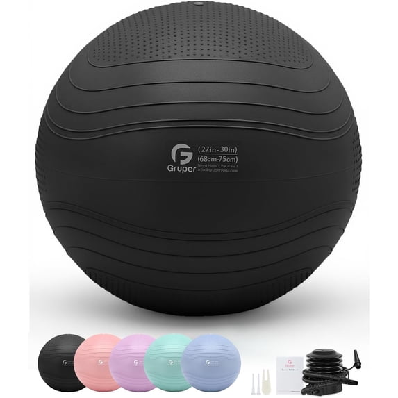 Yoga Ball, Extra Thick Exercise Ball for Workout Stability - 4 Sizes ...