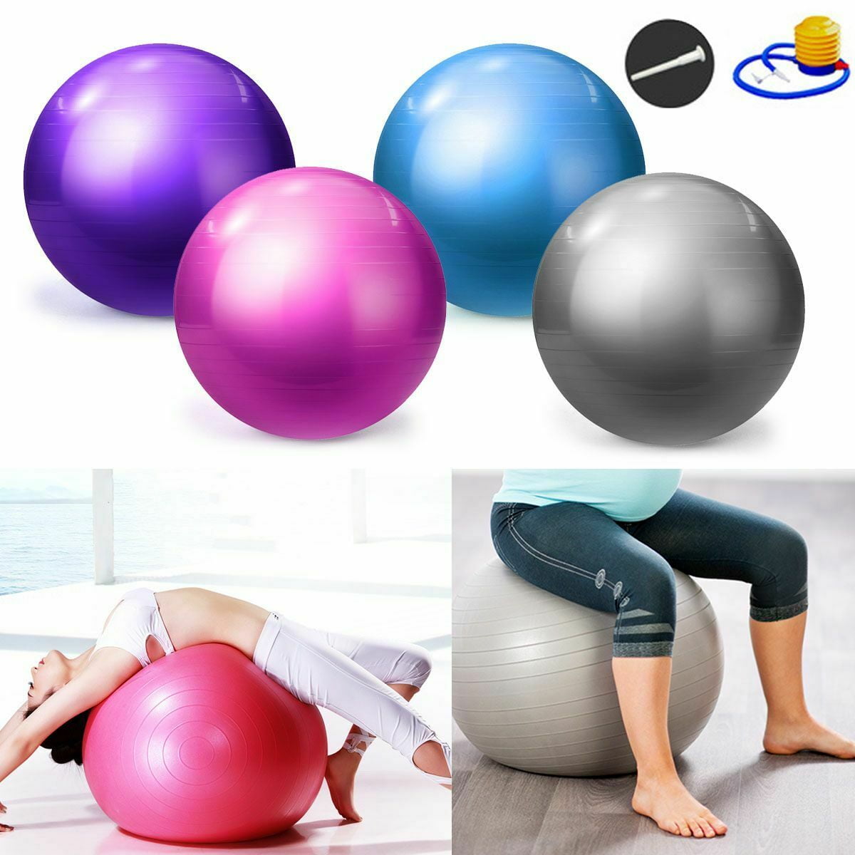 Yoga Ball, Professional Stability Ball for Athletes, Slow Deflate ...