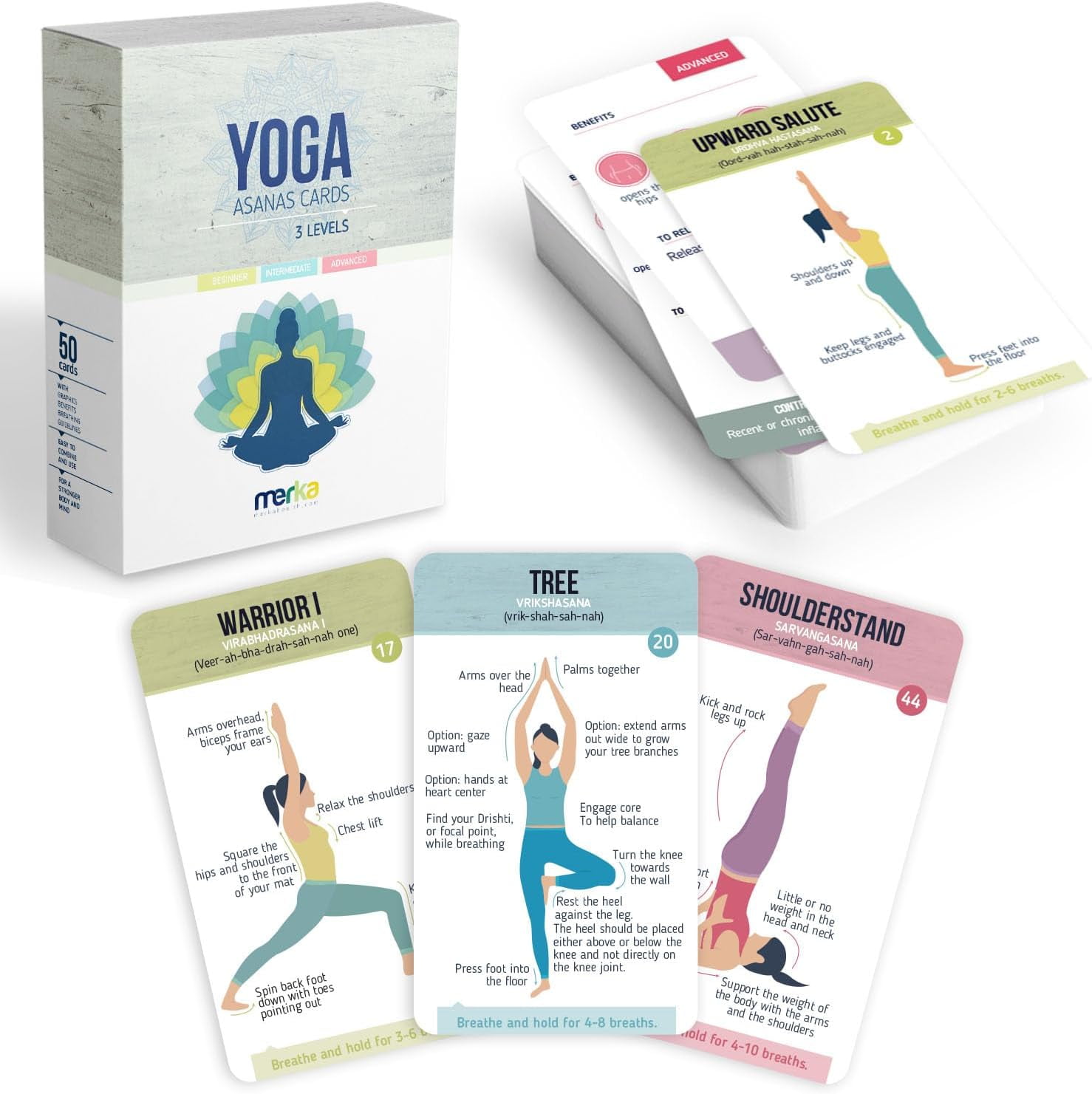 Yoga Cards Workout Cards Yoga Poses Poster Yoga Stuff Set of 50 Flash ...