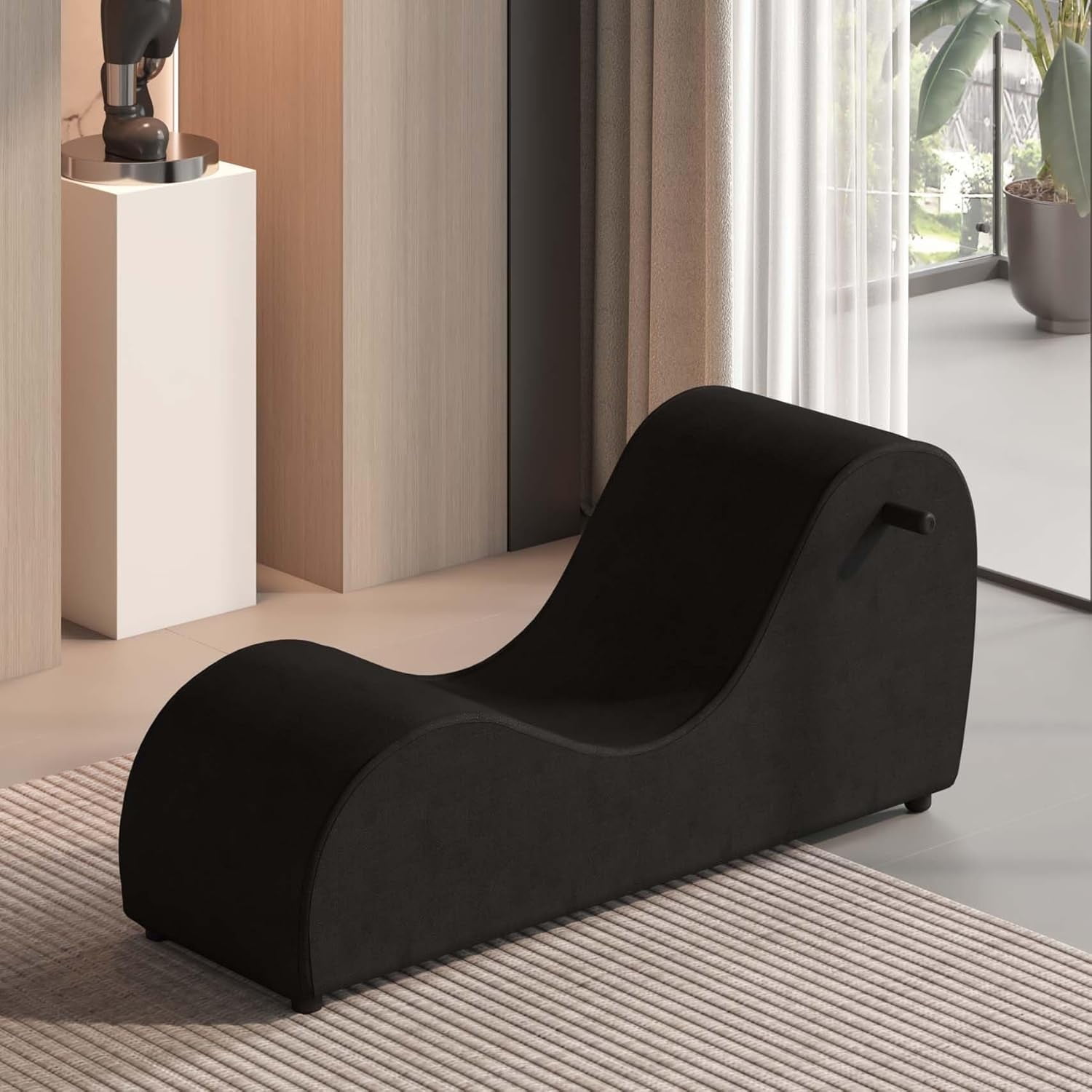 Curved Yoga Chaise Lounge for Stretching and Relaxation, Black ...