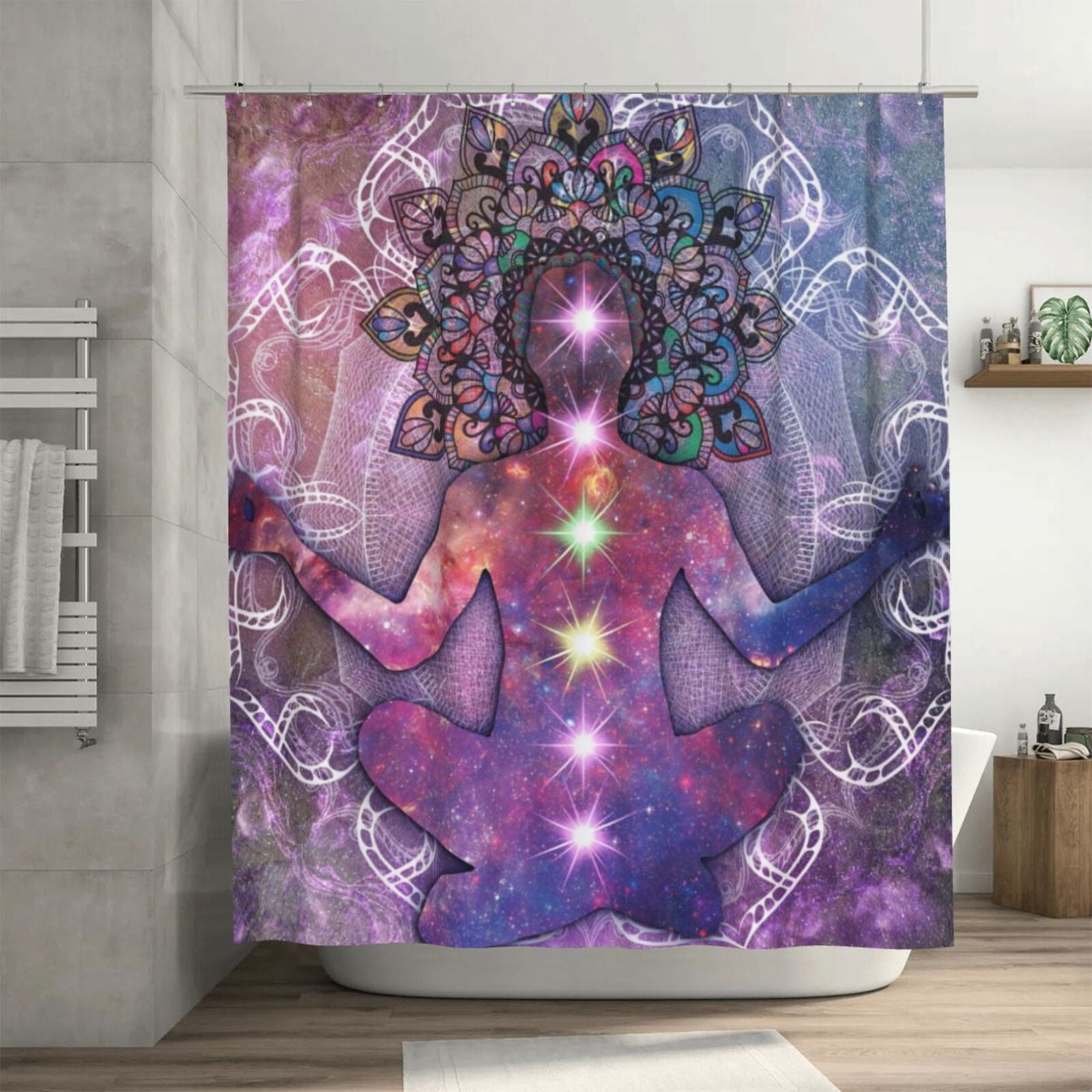 Yoga Chakra Meditation Pattern Shower Curtain, Meditate Polyester ...