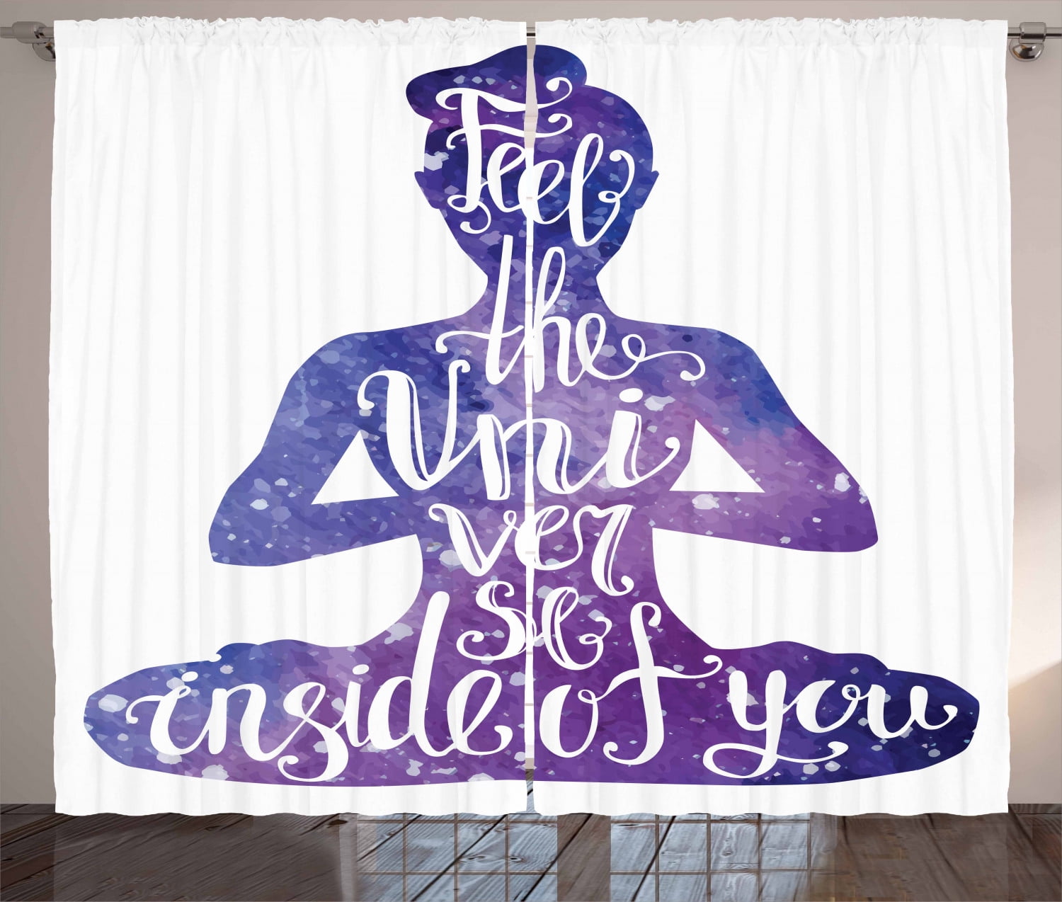 Ambesonne Yoga Curtains 2 Panel Set, Female Silhouette Words, 108" x ...