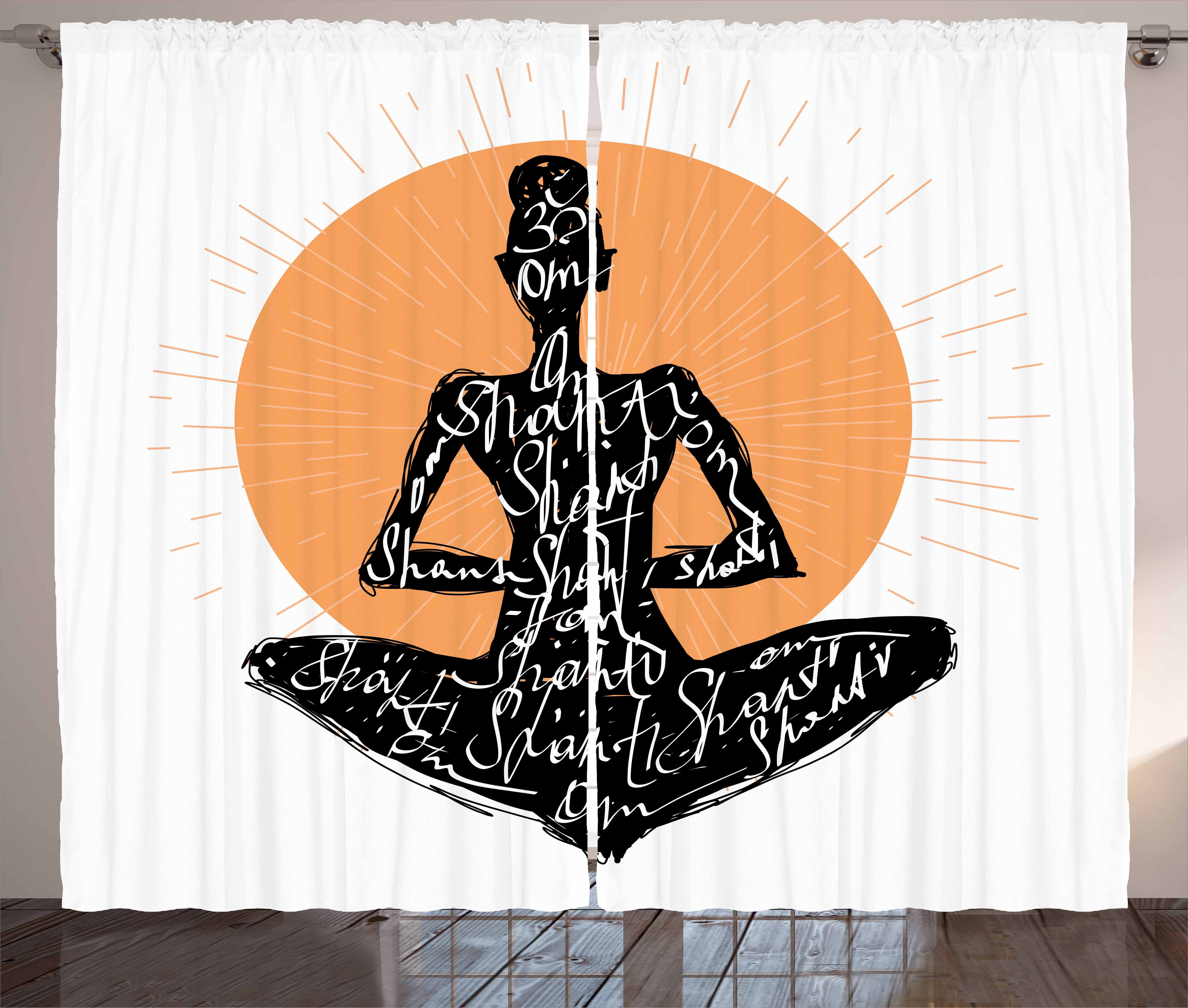 Ambesonne Yoga Curtains 2 Panel Set, Meditating Lady Lotus, 108" x 108 ...