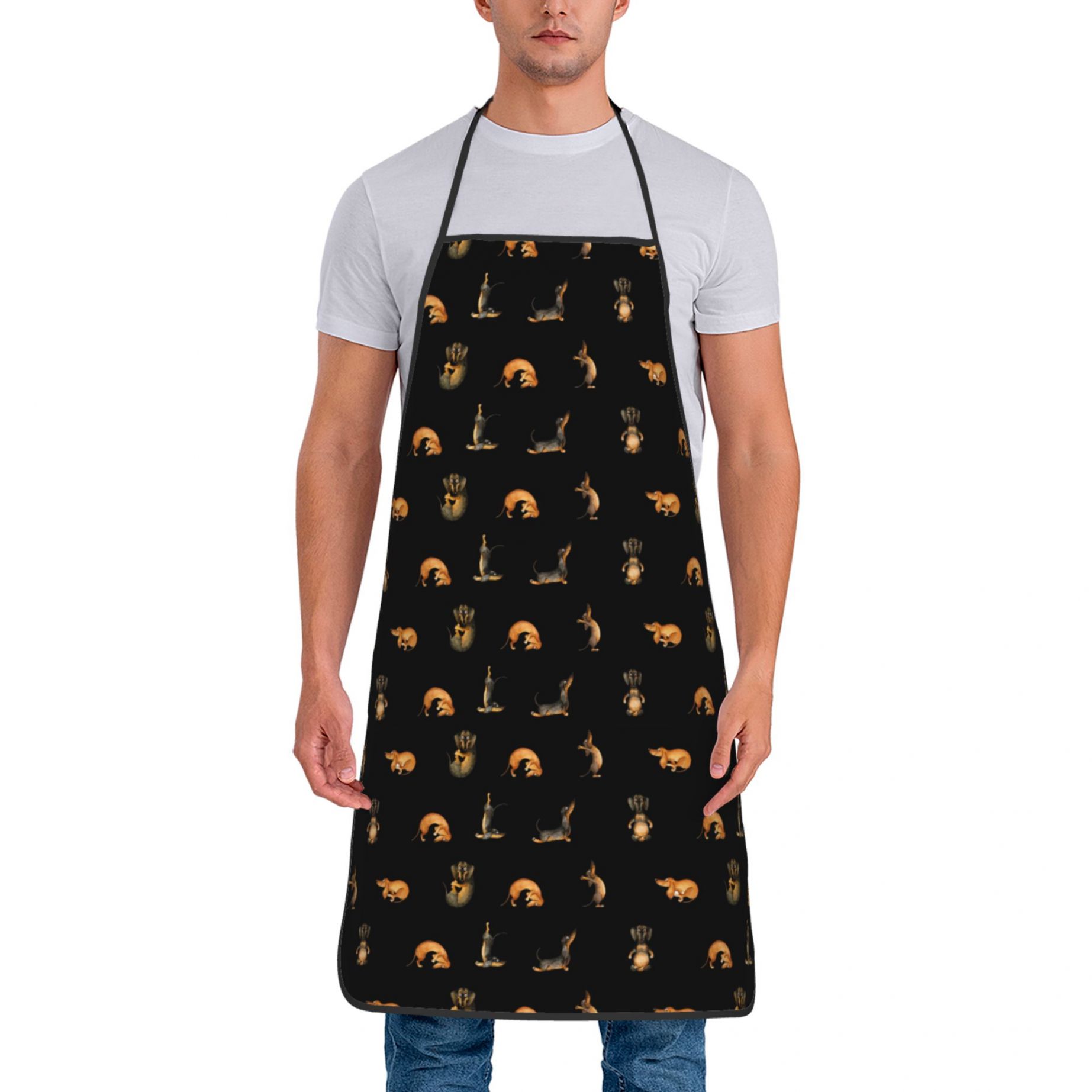 Yoga Dachshund Doxie Aprons for Women Men Waterproof Apron Kitchen Chef ...