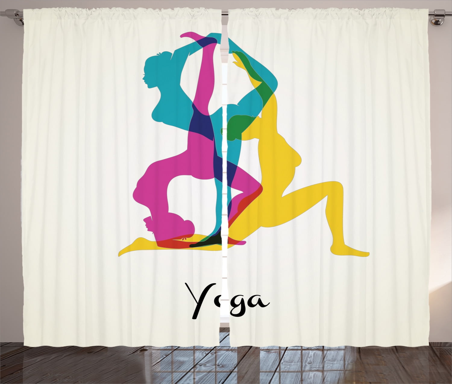 Ambesonne Colorful Curtains 2 Panel Set, Human Silhouettes Sports, 108 ...