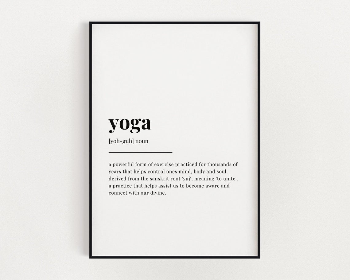 Yoga Definition Meaning, Wall Art, Definition Print, Home Decor, Yoga ...