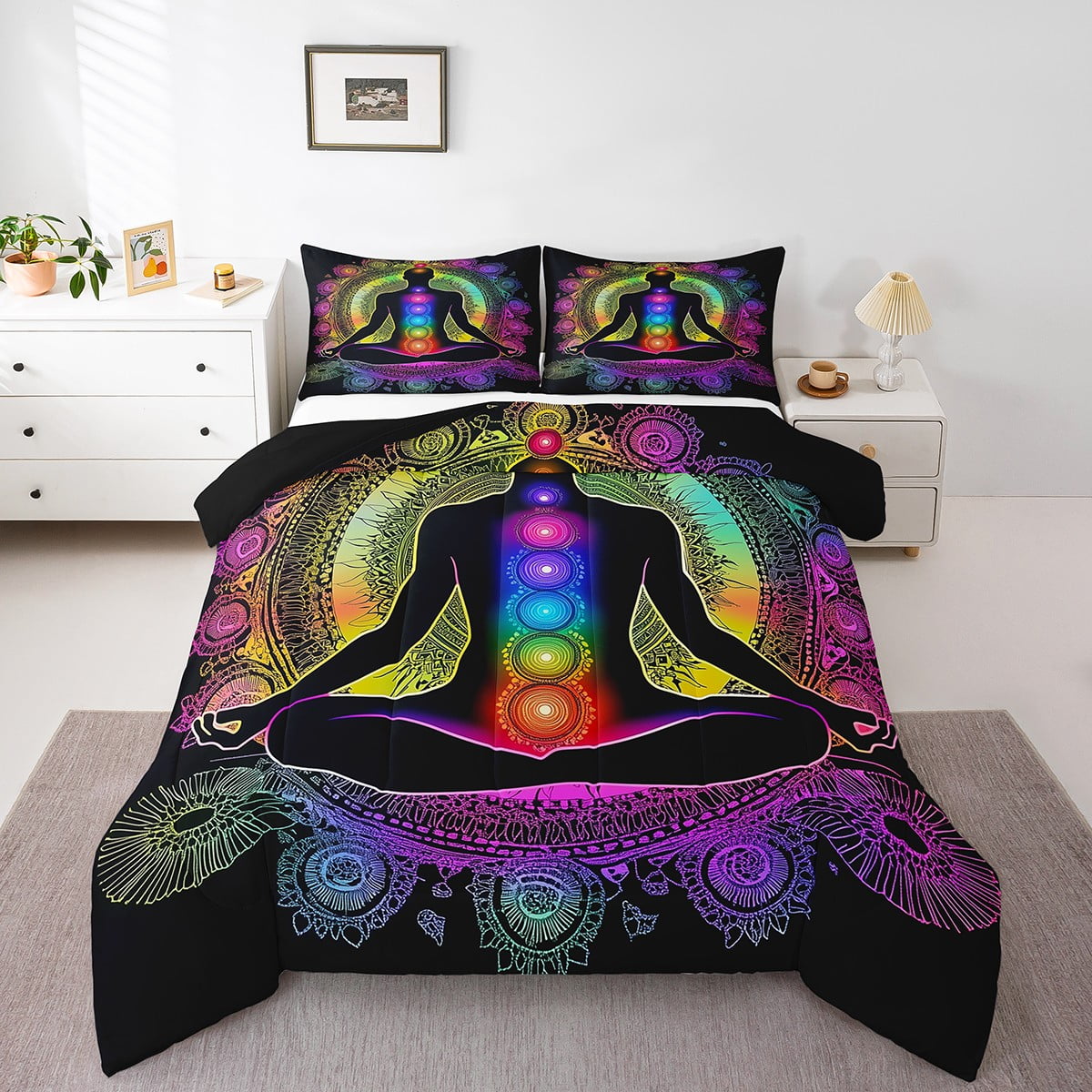 Yoga Down Comforter Gradient Mandala Comforter Set,Chakra Meditation ...
