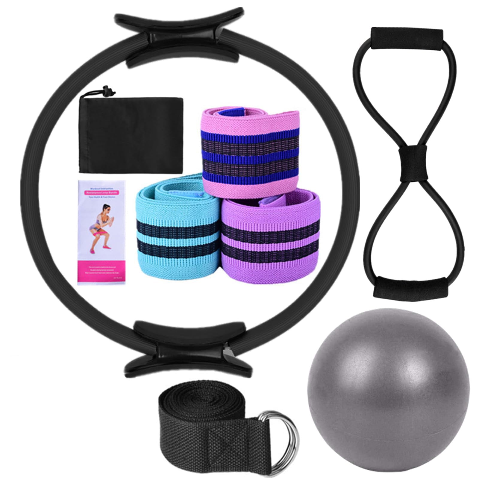 Yoga Fitness Eleven-piece Set Webbing Latex Silk Hip Ring Latex Elastic ...