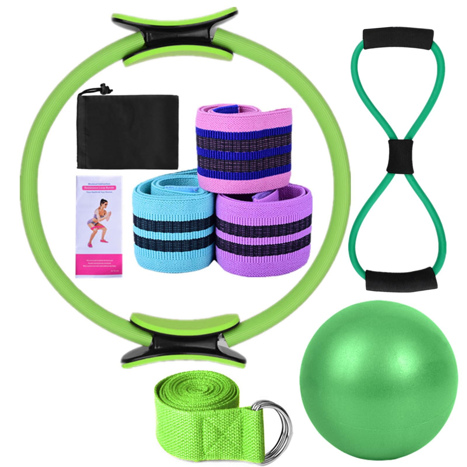 Yoga Fitness Eleven-piece Set Webbing Latex Silk Hip Ring Latex Elastic ...