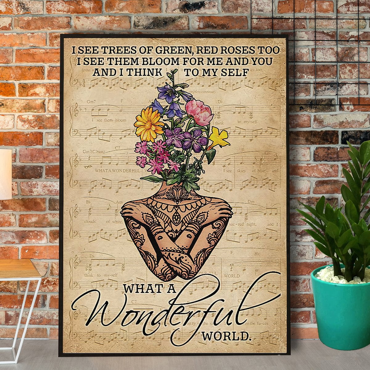 Yoga Flower What A Wonderful World Music Sheet Paper Poster No Frame ...