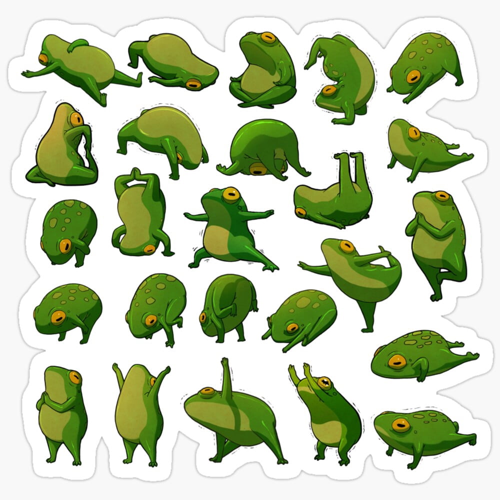 Yoga Frogs Poster No Text Stickerphone Decal Water Bottle Stickers ...