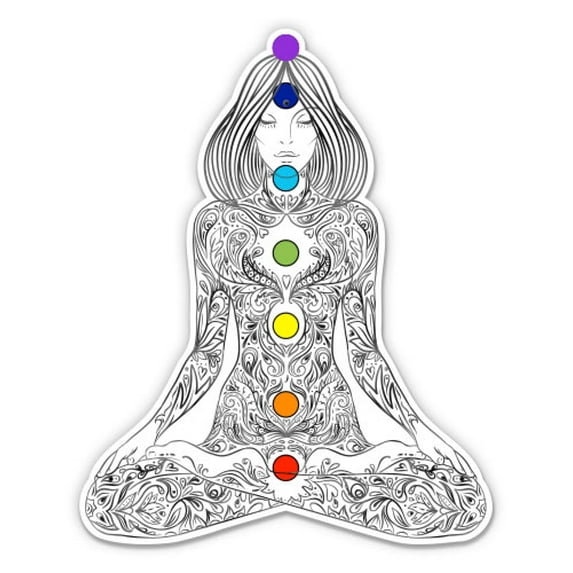 Yoga Girl Chakras - 3" Vinyl Sticker - For Car Laptop Water Bottle ...