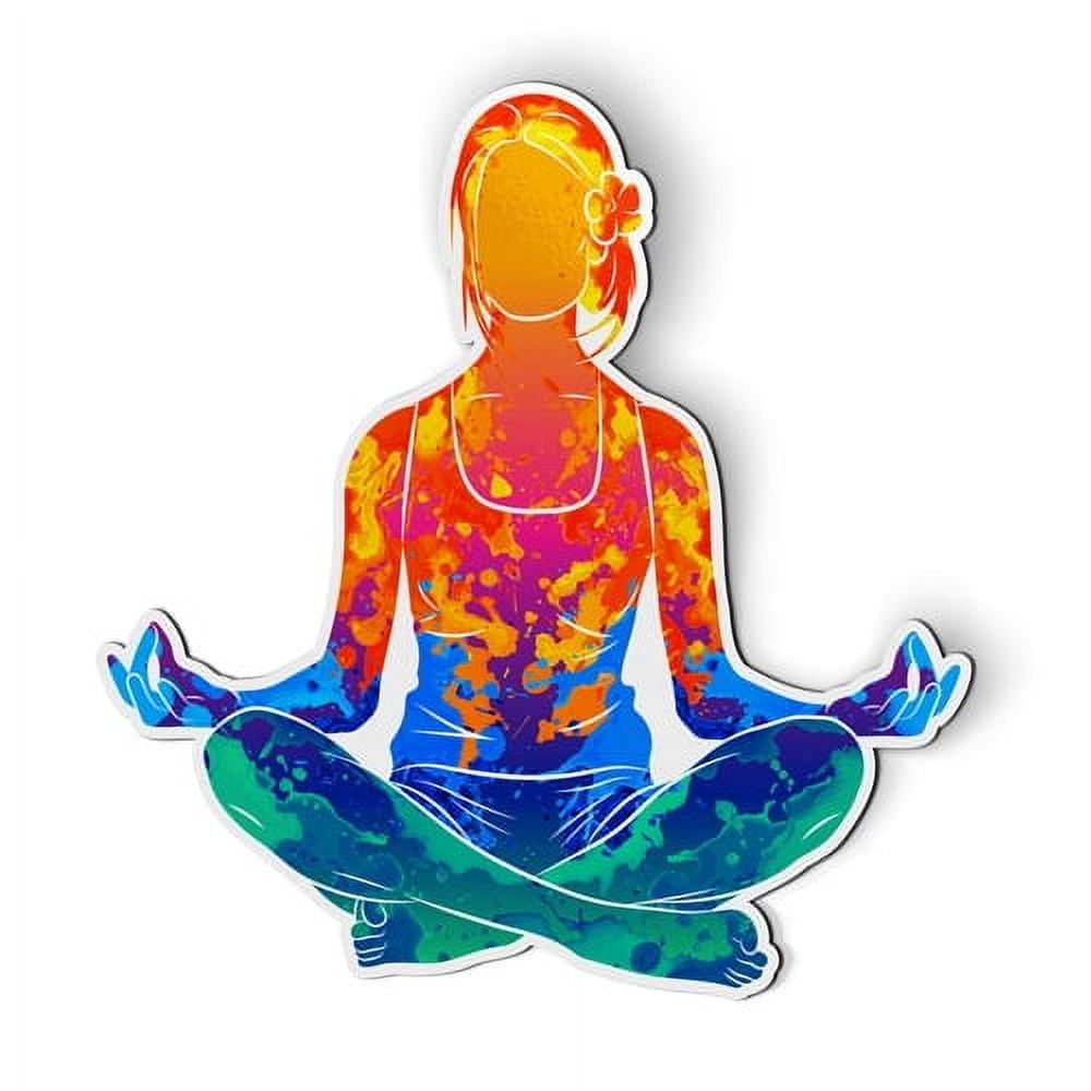 Yoga Girl Colorful Lotus Zen Meditation - 5" Magnet for Car Locker ...