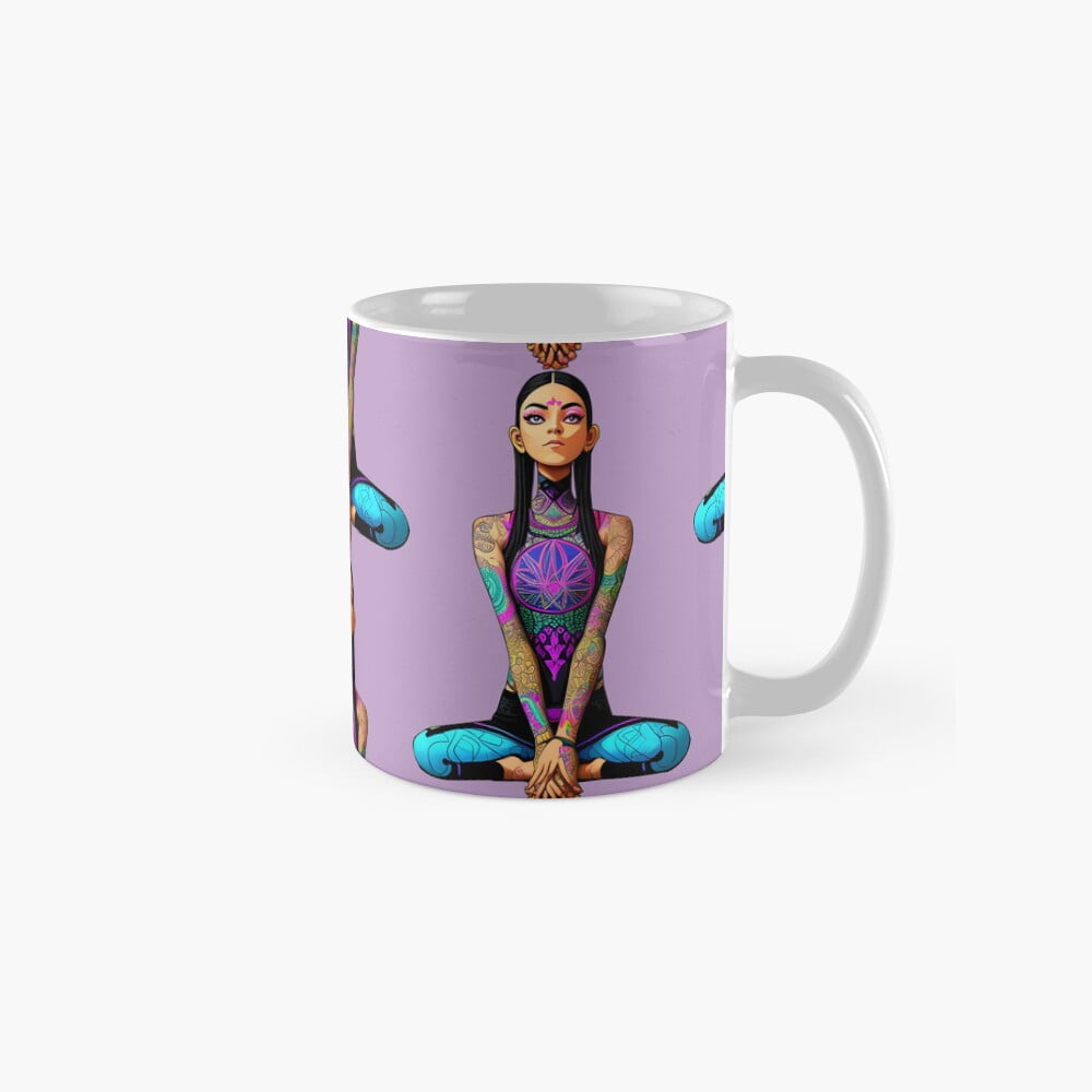 Yoga Girl in Meditation Pose Artwork with Trippy Psychedelic Colors ...