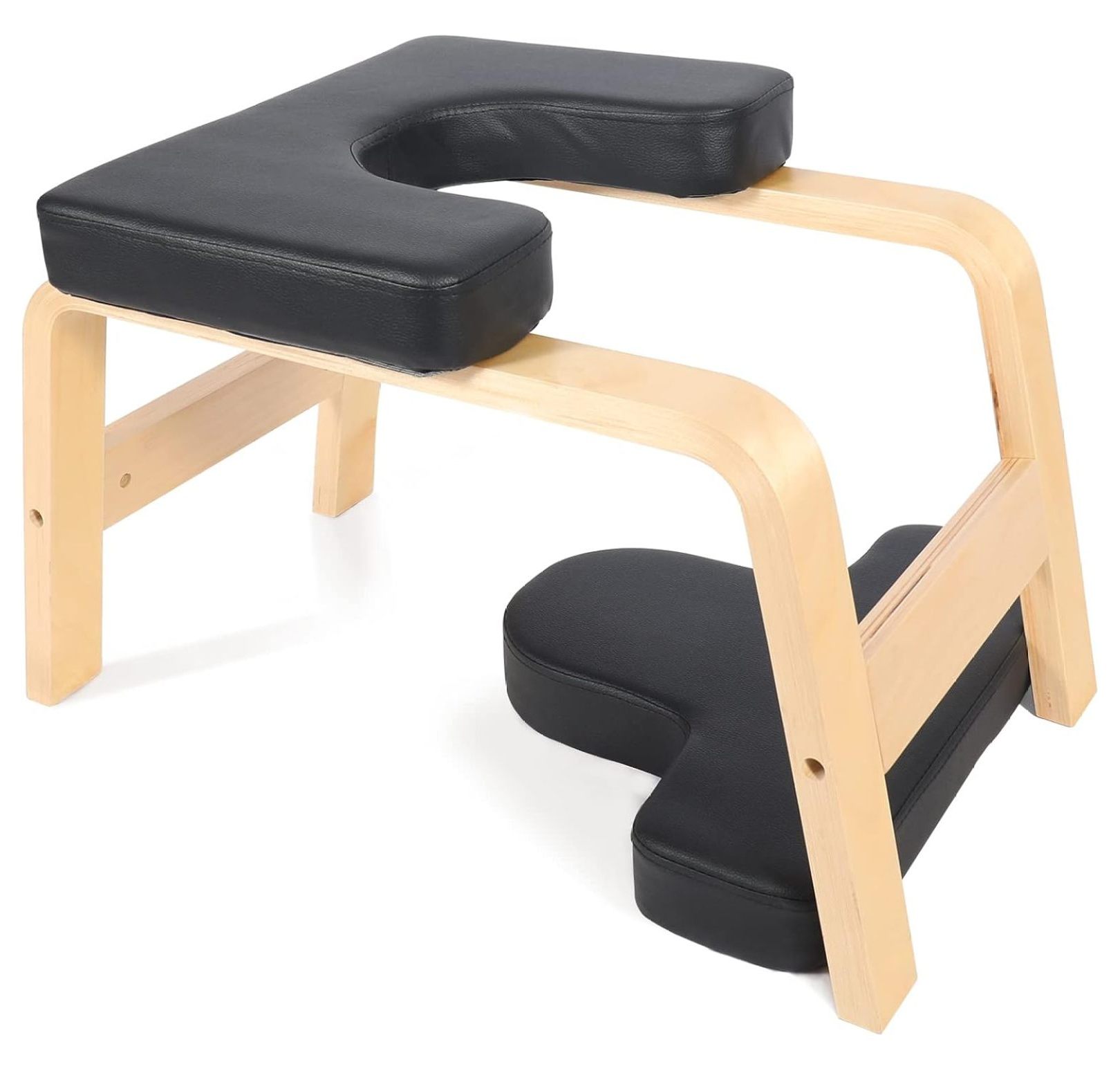 Yoga Headstand Bench,Yoga Inversion Bench with Wood Frame and PU Pads ...