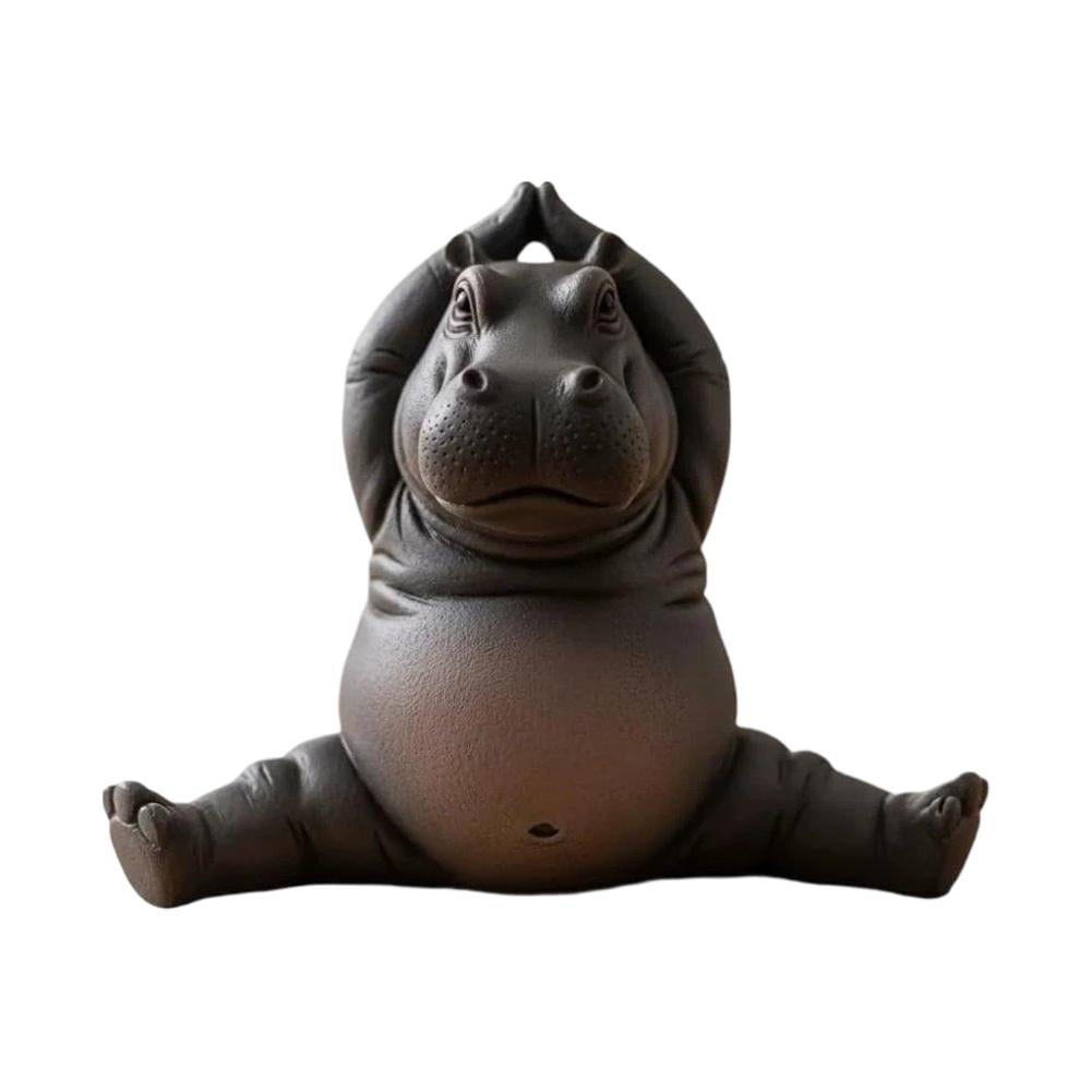 Yoga Hippo Figurine –Meditation Hippopotamus Statue Multi-Purpose ...