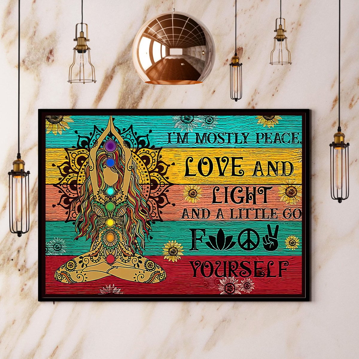 Yoga I'M Mostly Peace Love And Light Paper Poster No Frame Matte Wall ...