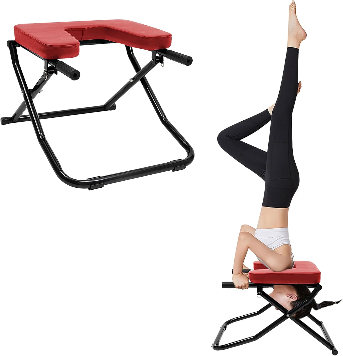Yoga Inversion Bench, Foldable Yoga Headstand Bench with PU Pads ...