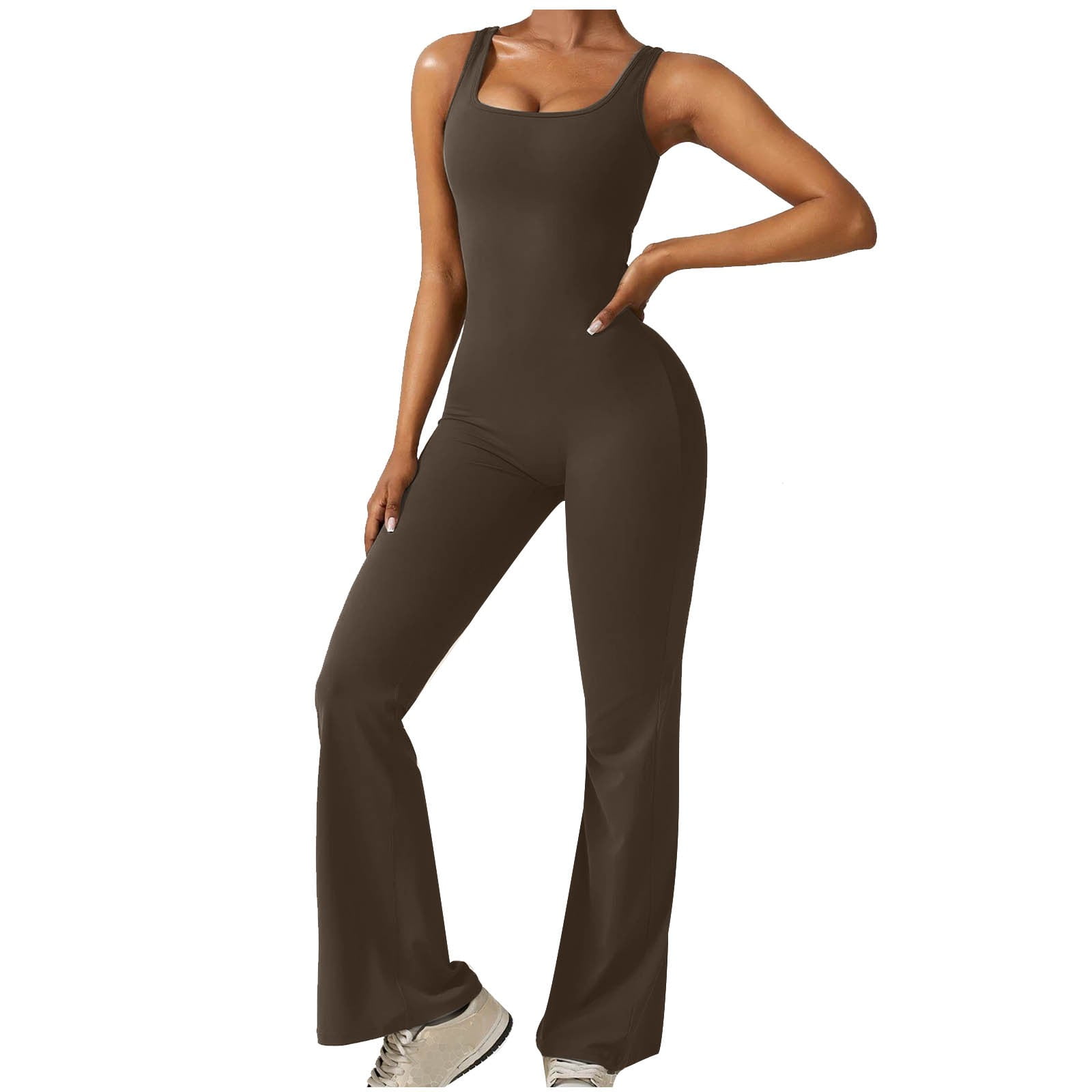Yoga Jumpsuit for Women Sexy Square Neck Bodysuit One Piece Bodycon ...