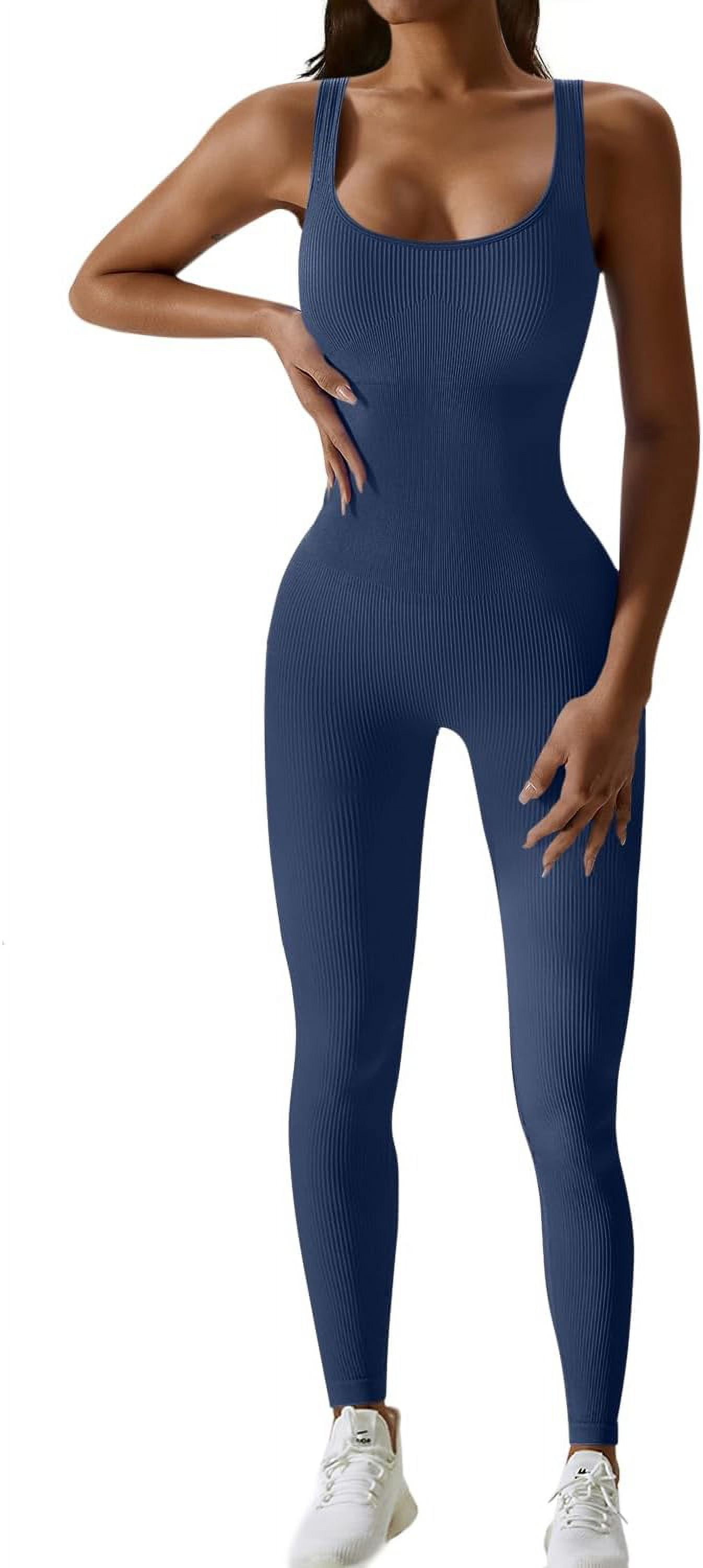 Yoga Jumpsuit For Women Workout Gym Seamless Ribbed One Piece Square