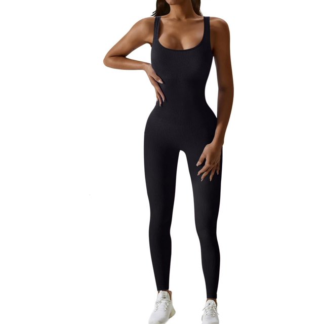 Yoga Jumpsuit For Women Workout Gym Seamless Ribbed One Piece Square