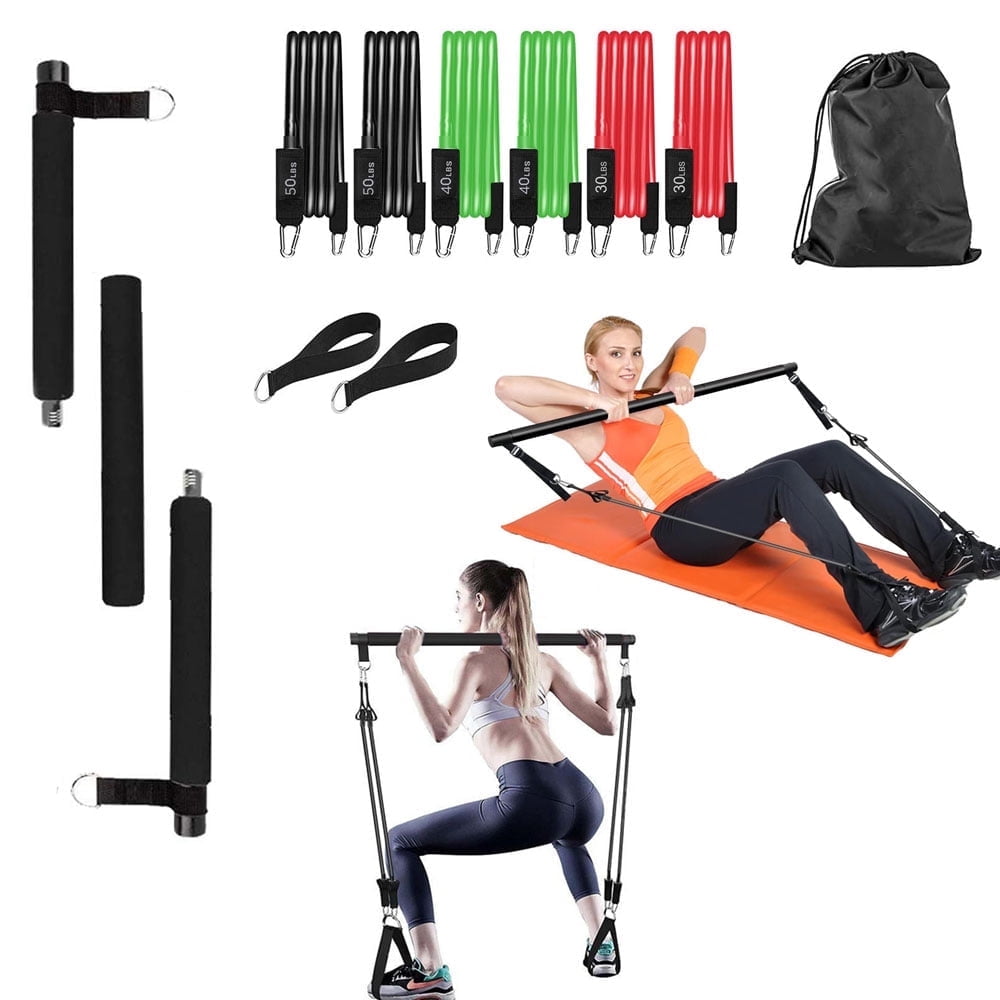 Stackable Pilates Bar Kit with Resistance Bands, Exercise Fitness ...