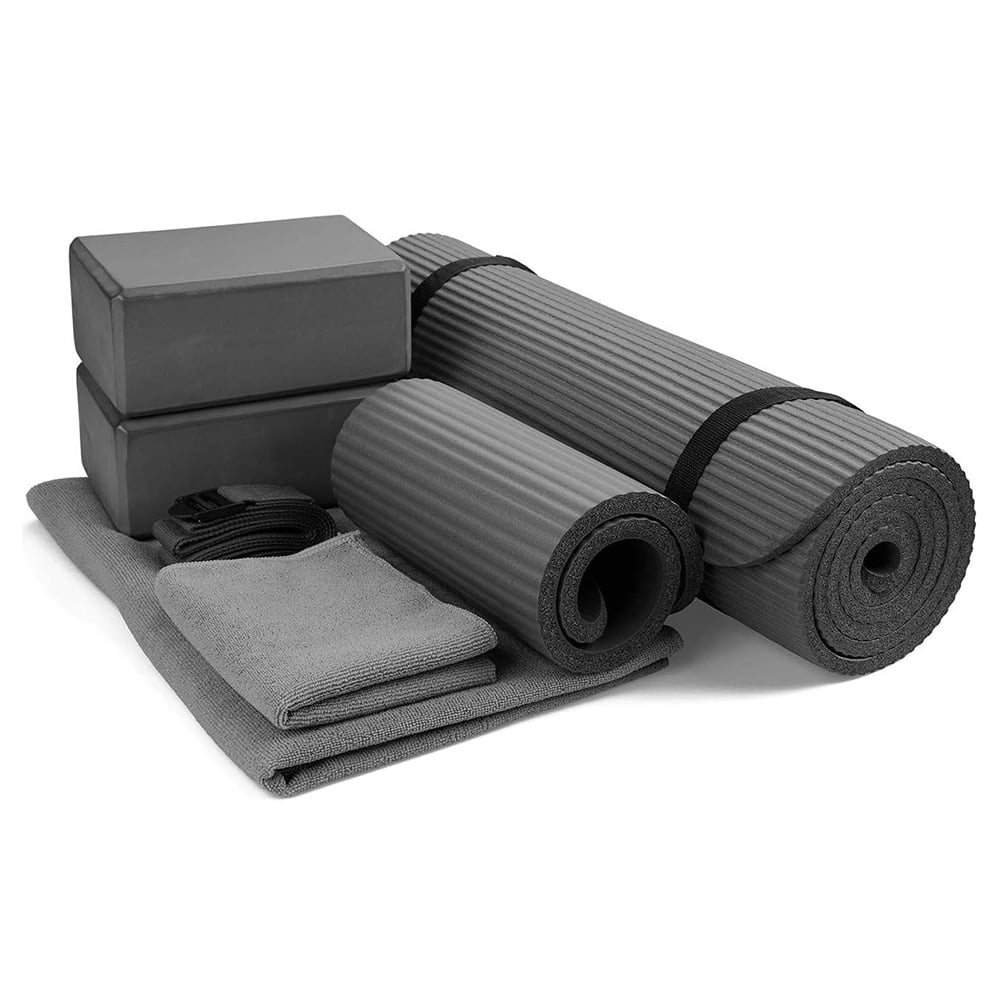 Yoga Mat 7-Piece Set with Yoga Mat with Carrying Strap, 2 Yoga Blocks ...