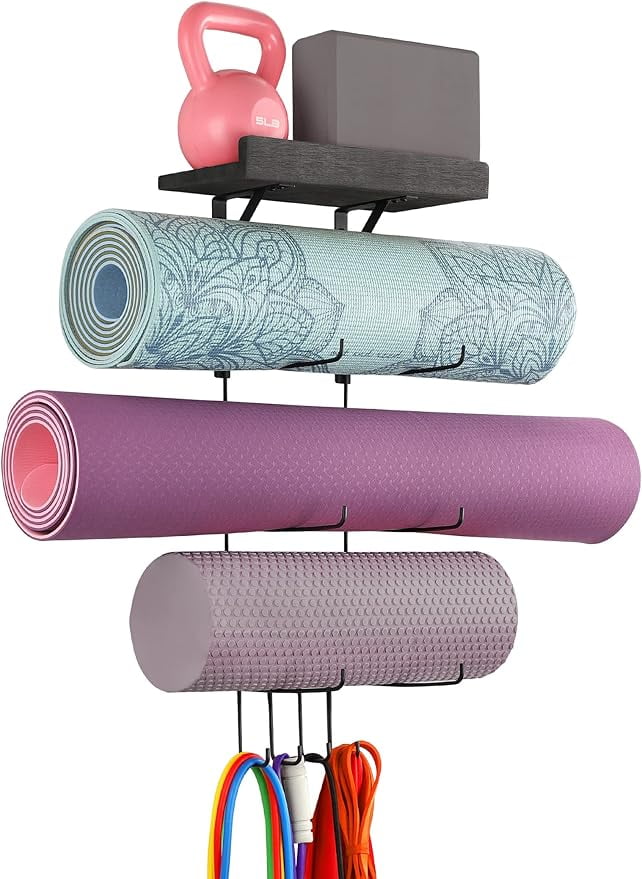 Yoga Mat Holder Accessories Wall Mount Organizer Storage Decor Foam ...