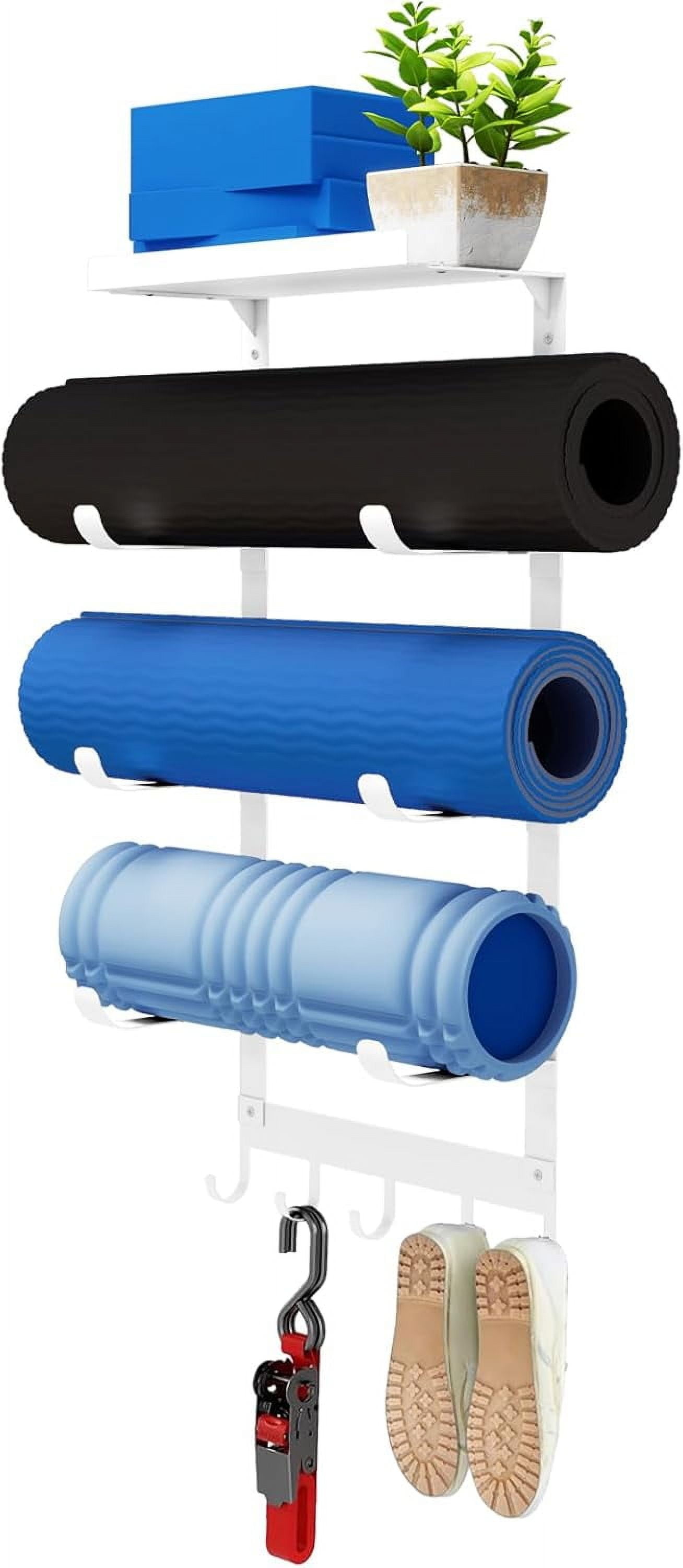 Yoga Mat Holder Wall Mount, Black Yoga Mats Storage Rack, Home Gym ...