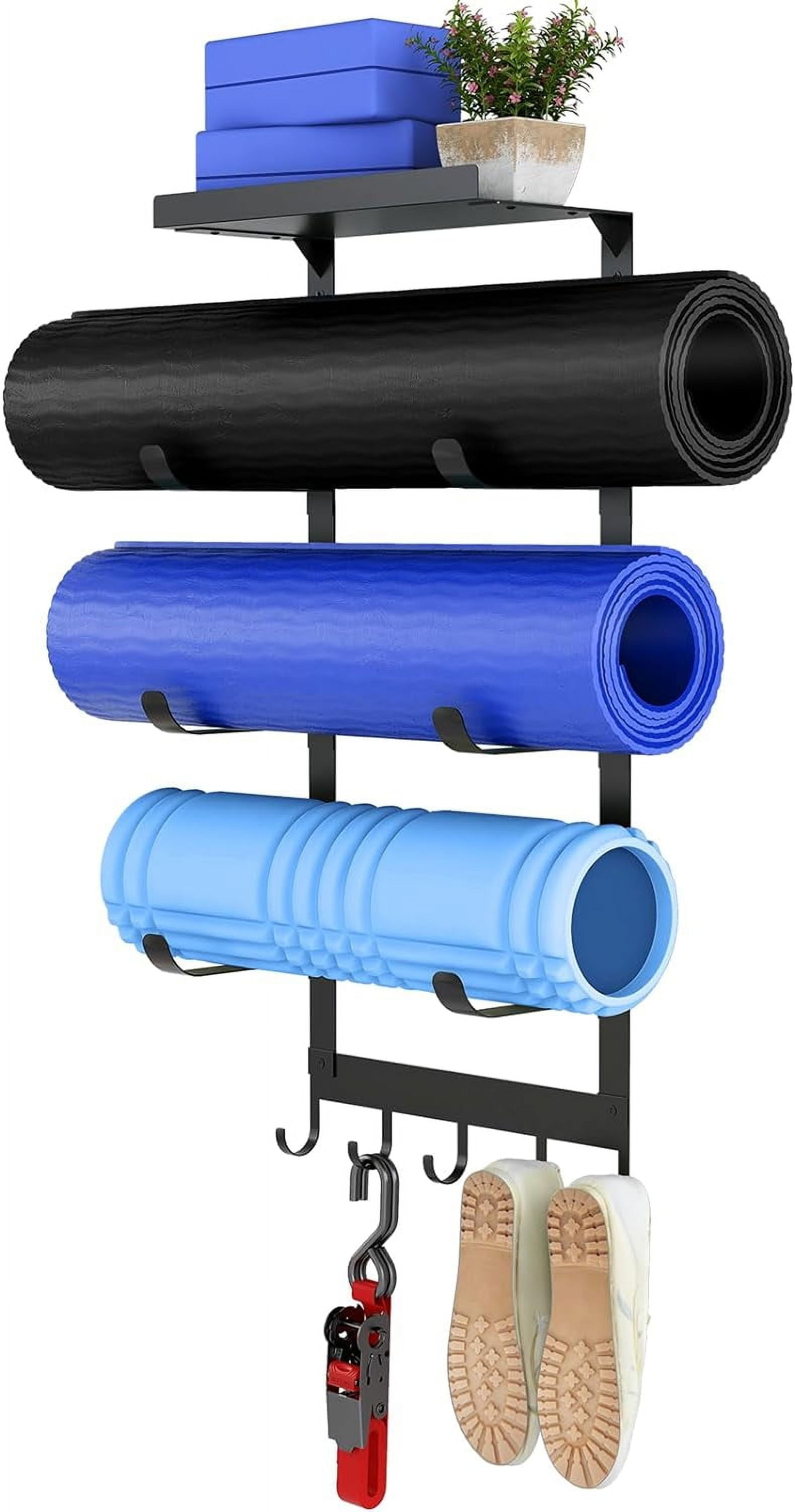 Yoga Mat Holder Wall Mount, Black Yoga Mats Storage Rack, Home Gym ...