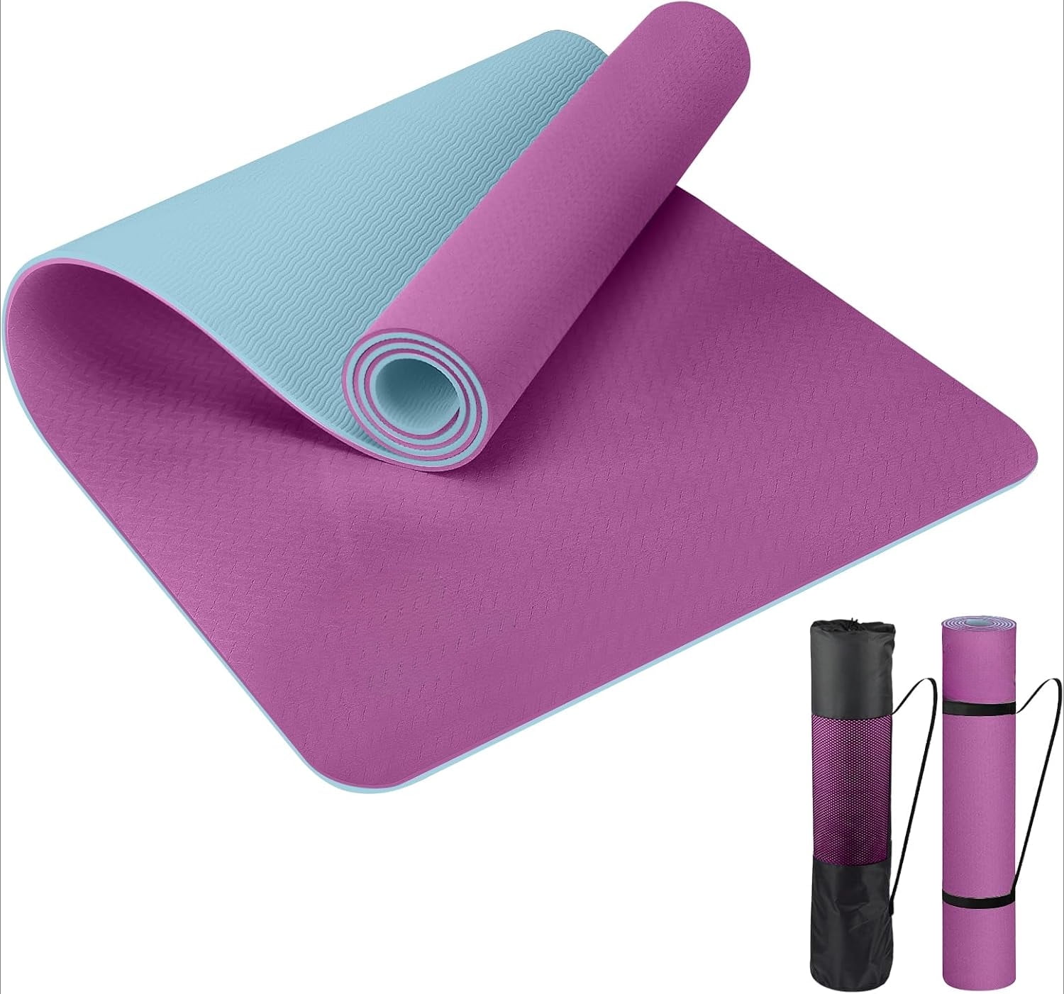 Yoga Mat Non Slip, Eco Friendly Fitness Exercise Mat with Carrying ...