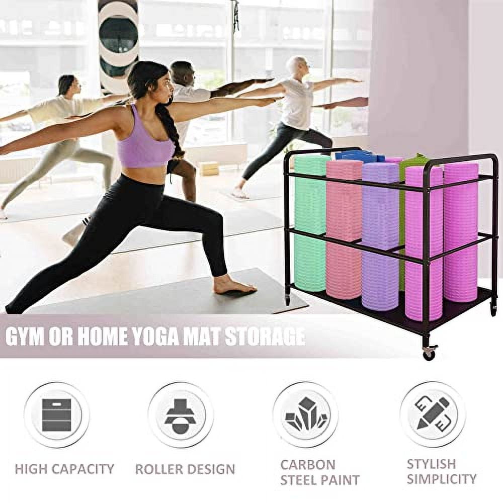 Yoga Mat Storage Rack Basket Workout Equipment Home Gym Storage Rack ...