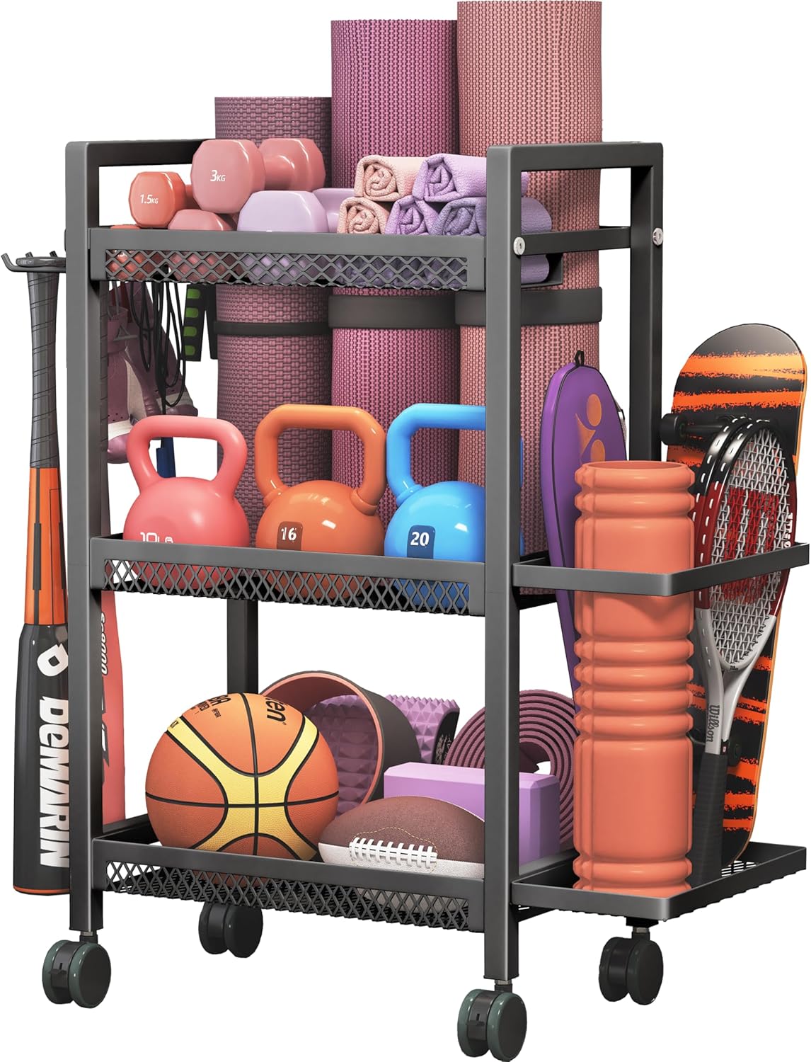 Yoga Mat Storage Rack,Fitness Equipment Organiser,Workout Organizer For ...