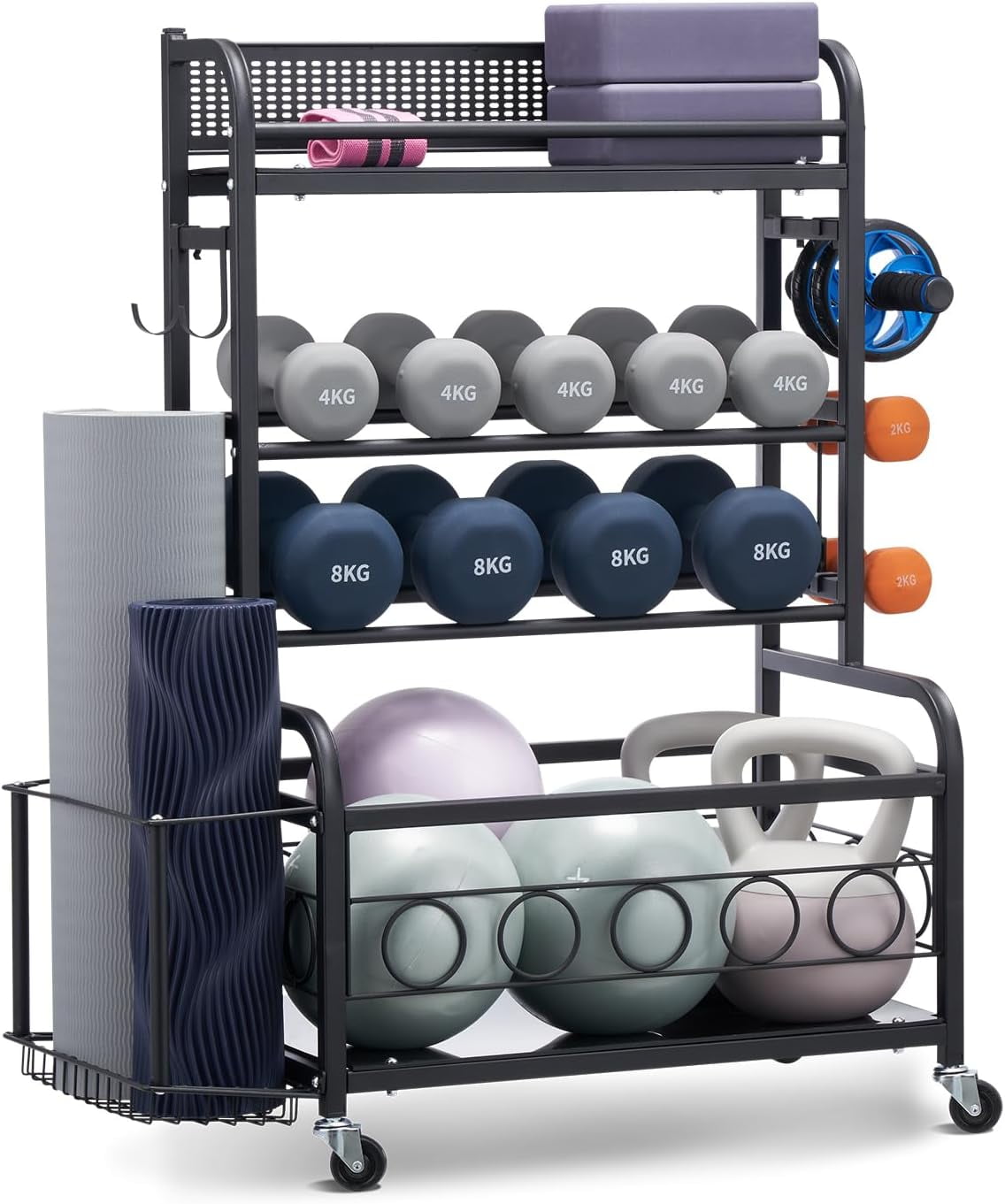 Yoga Mat Storage Rack, Home Gym Workout Equipment Organizer, Powder ...