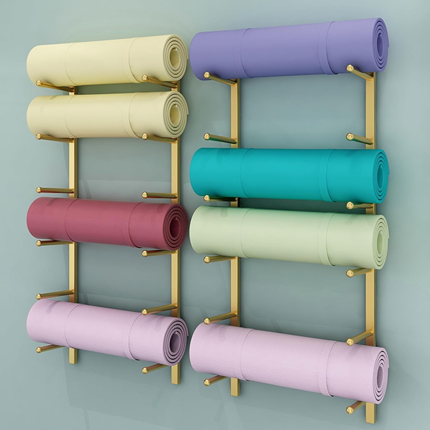 Yoga Mat Storage Rack, Wall Mounted Yoga Mat Holder, Large Capacity ...