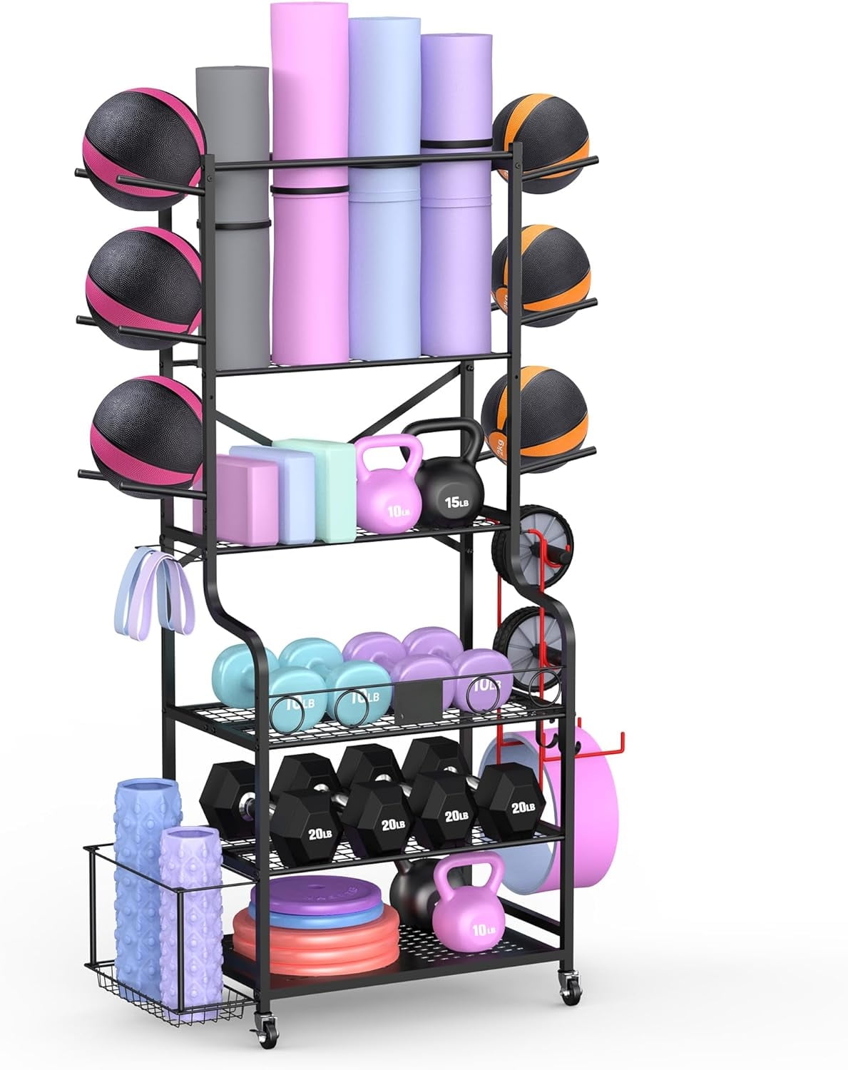 Yoga Mat Storage Racks,Home Gym Storage Rack for Dumbbells Kettlebells ...
