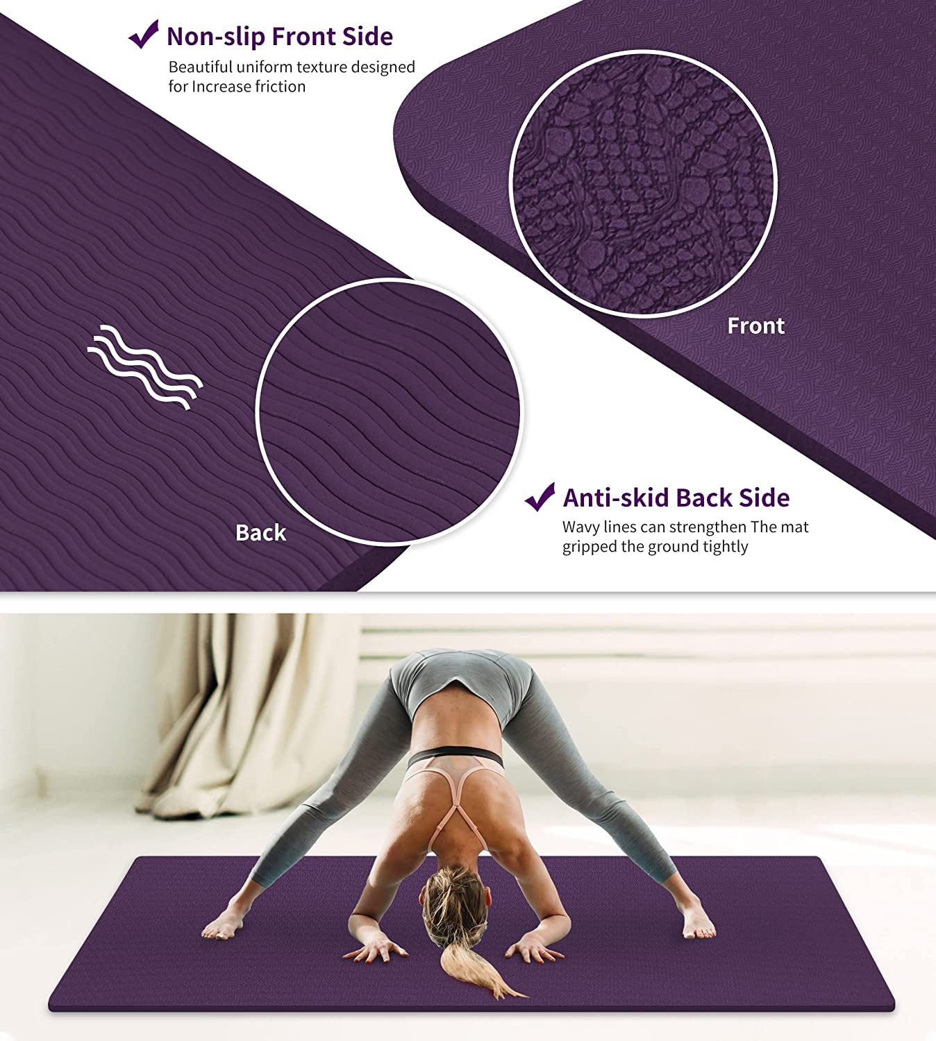 Yoga Mat, TPE Material - Textured Non Slip Surface and Optimal ...