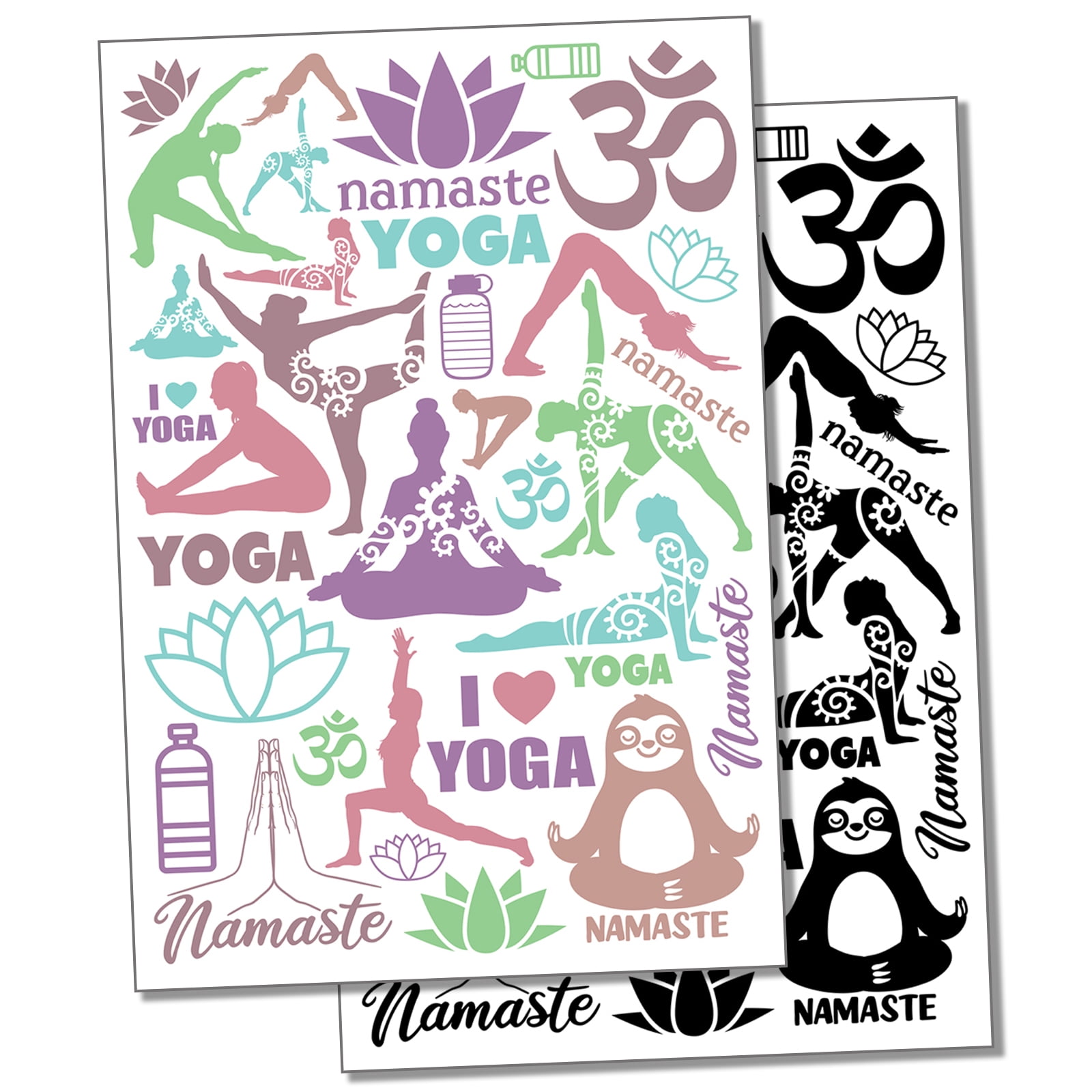 Yoga Om Aum Namaste Lotus Water Resistant Temporary Tattoo Set Fake ...